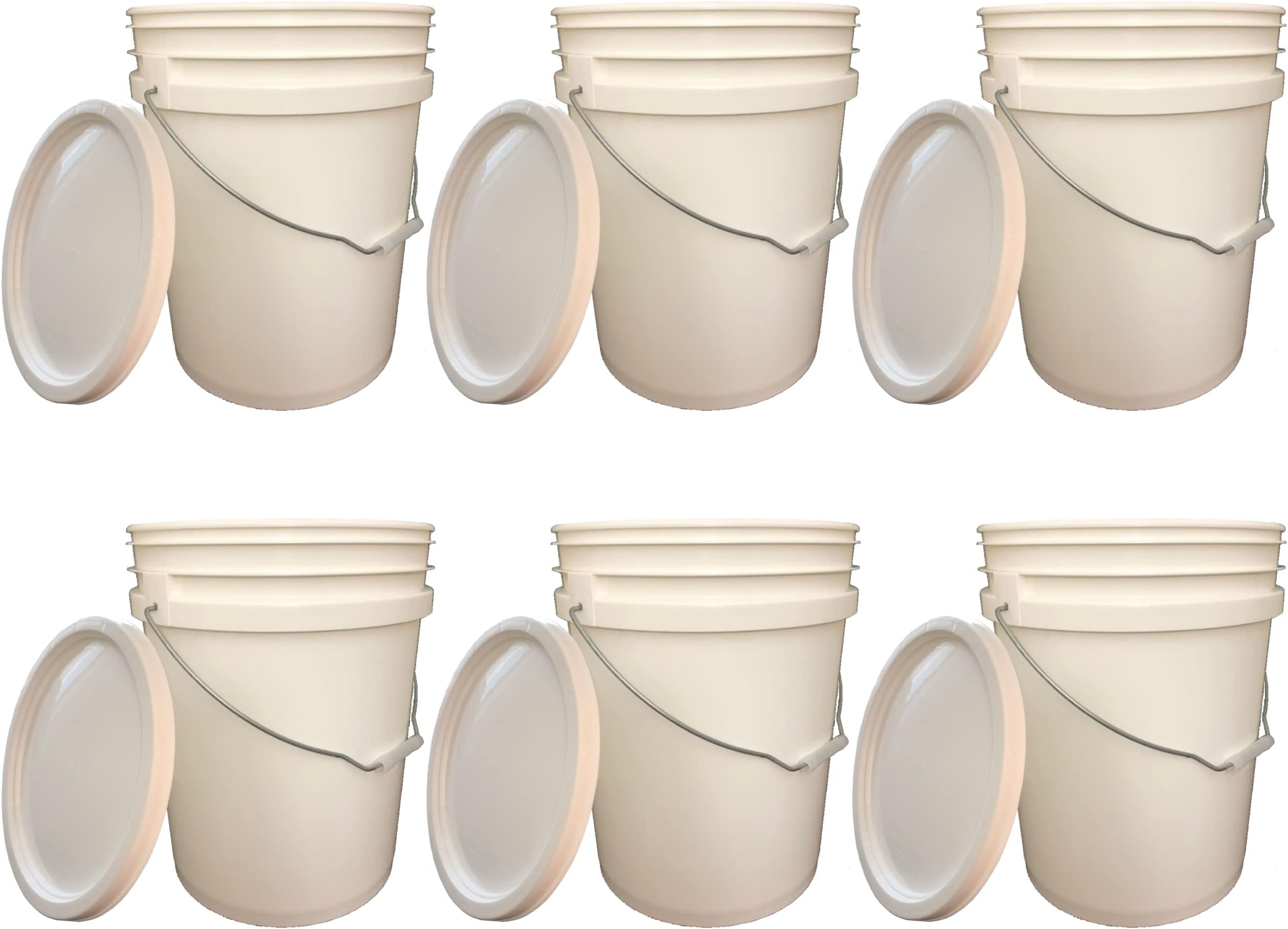 Amazon.com: Heavy Duty 5 Gallon Bucket in 6 pcs Pack, Food Safe, Free ...