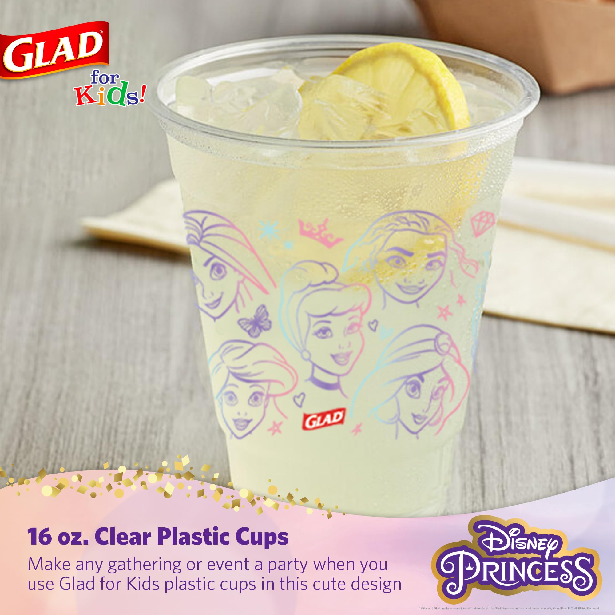 Snapklik.com : Glad For Kids Disney Princess Clear Disposable Plastic ...
