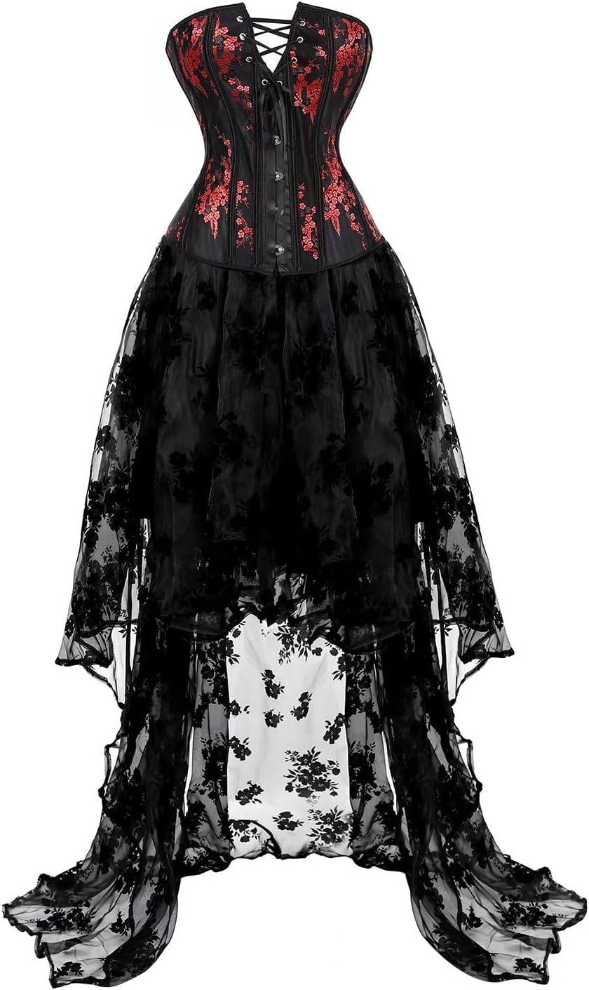 Amazon.com: Corsets for Women Dress Bustier Overbust and Skirt Tutu ...