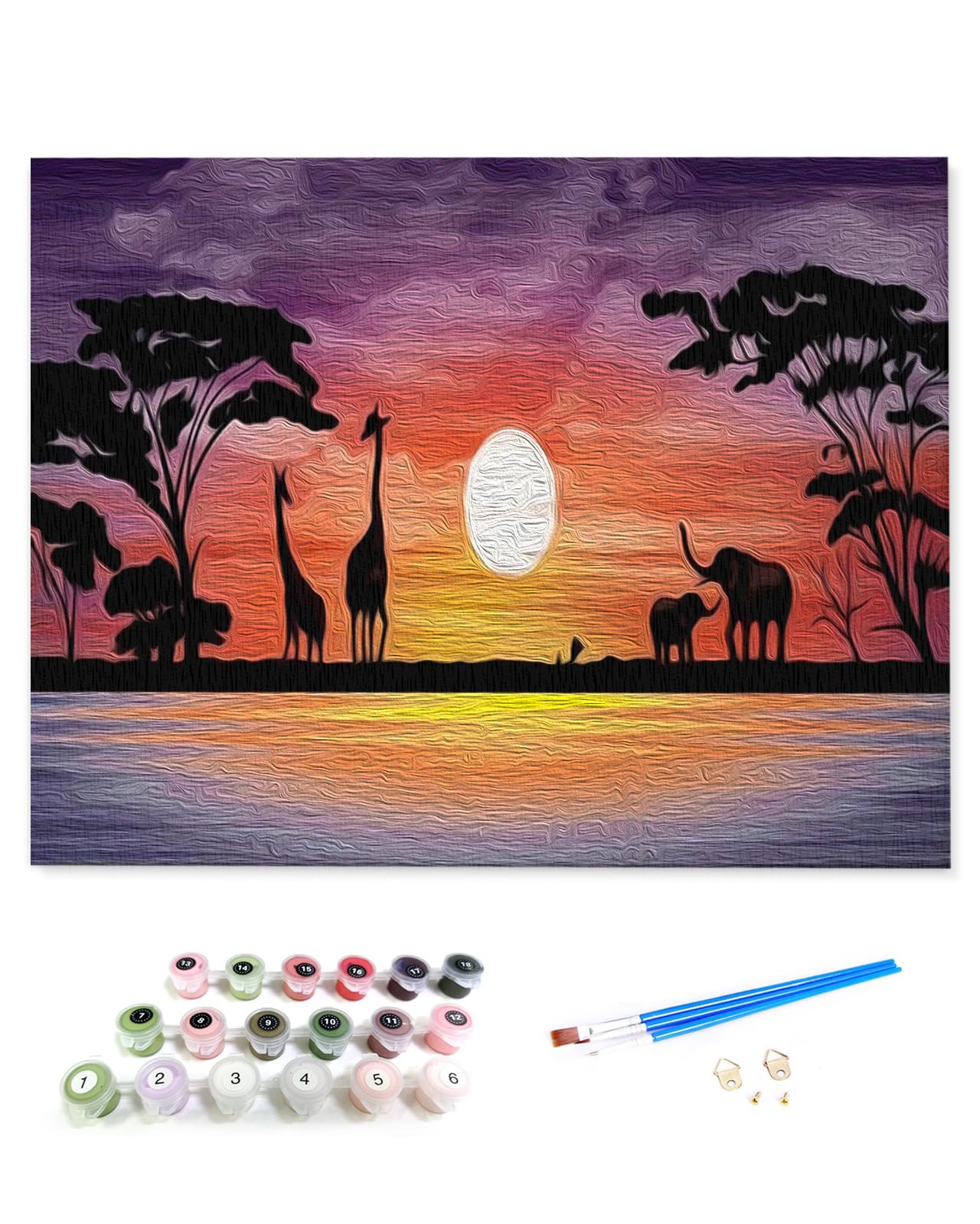 Elephant Silhouette Acrylic Painting