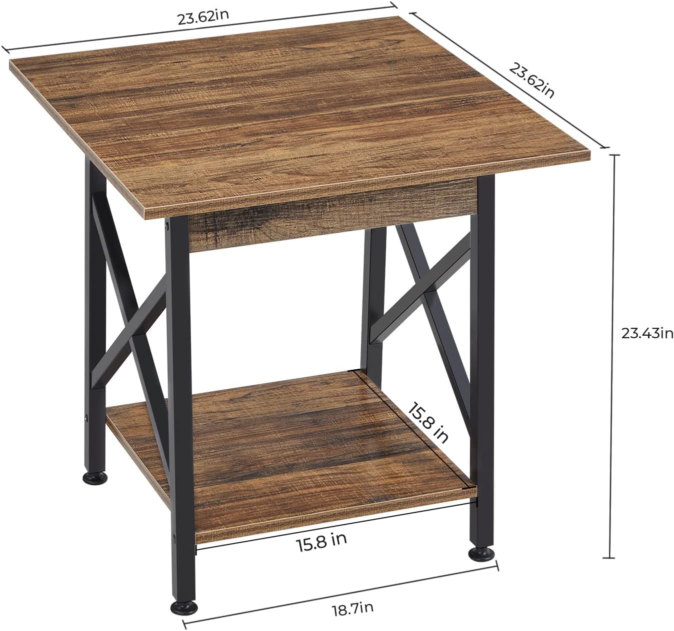 Snapklik.com : GreenForest End Table 24 Inch Industrial Design Large ...
