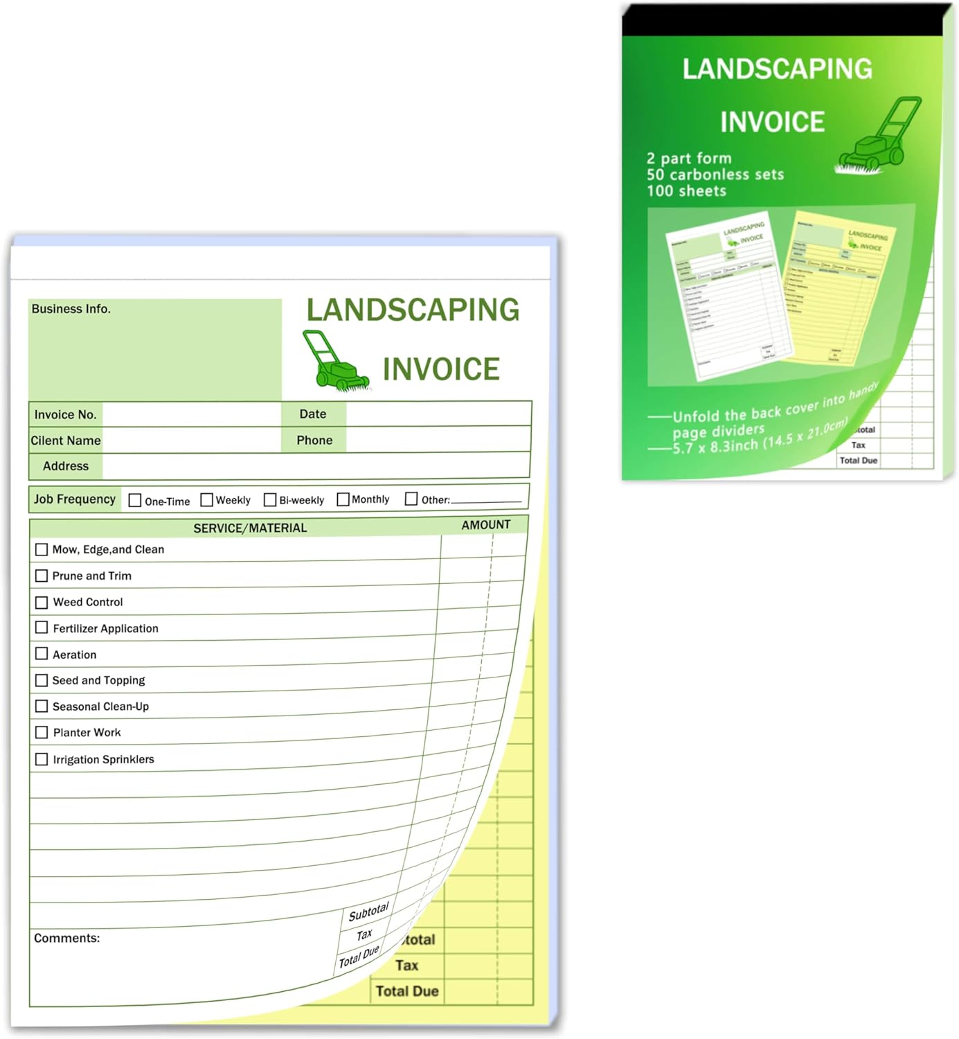 Amazon.com : Garden Service Invoice Receipt Book, 2-Part Carbonless ...