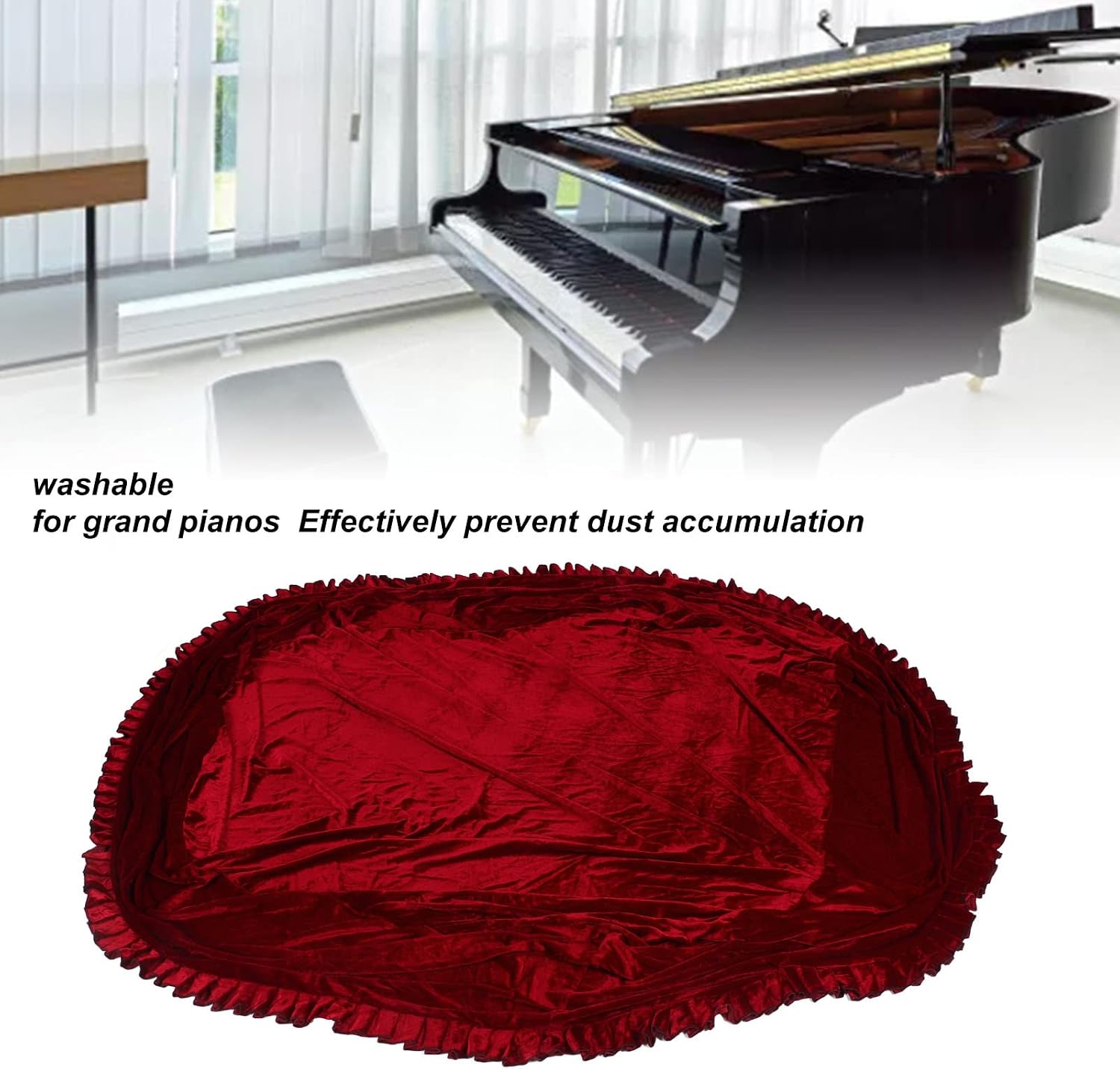 Buy Grand Piano Cover with Double Stool Cover Breathable Red Gold ...
