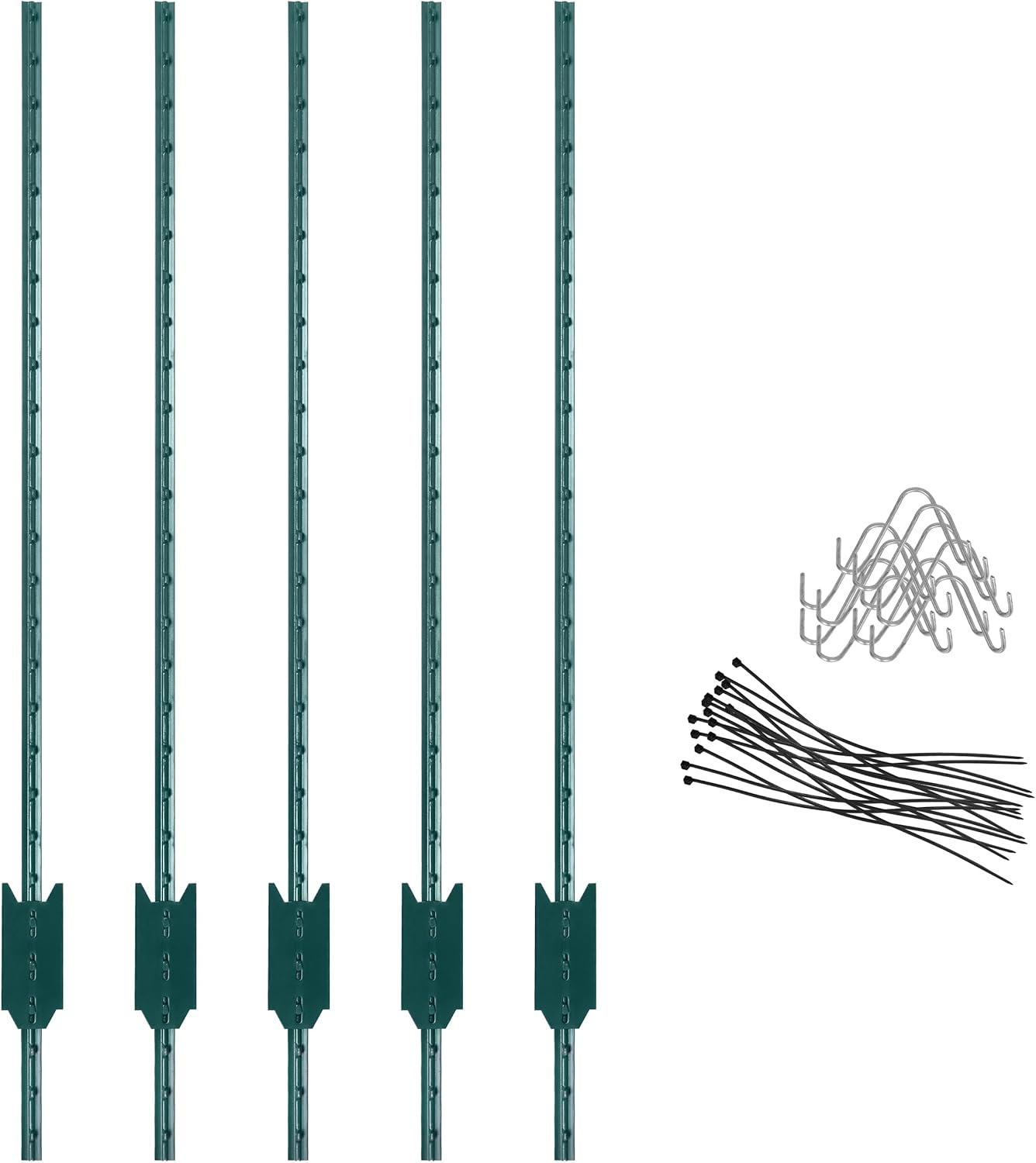 VASGOR Lot de 5 poteaux de clôture en métal robuste de 1,5 m pour ...