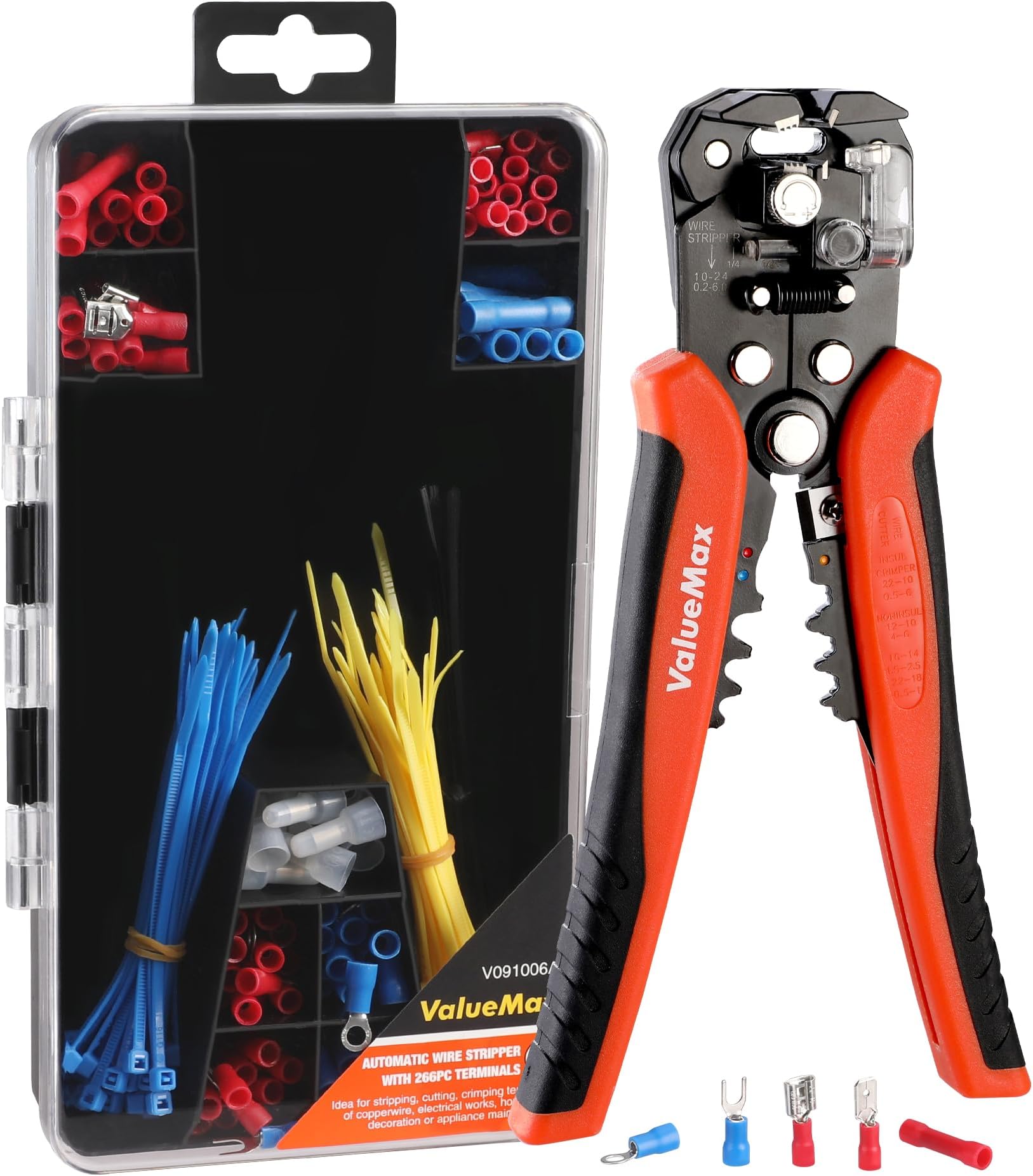 Gisafai 2 Pcs Wiring Stripper Crimping Tool Kit 8'' AWG 24-10 Automatic ...