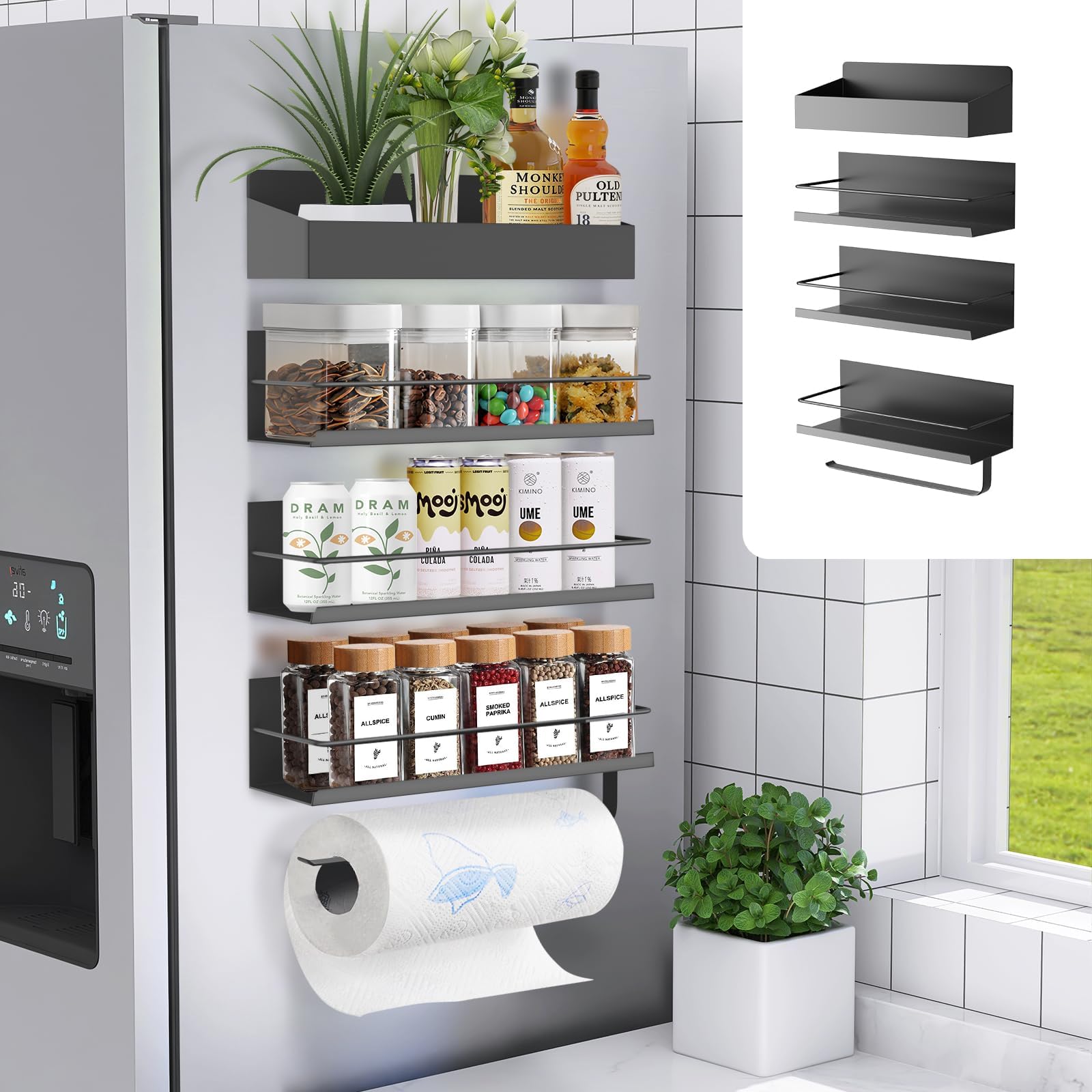 Amazon.com: Magnetic Spice Rack for Refrigerator and Oven, Set of 2 ...