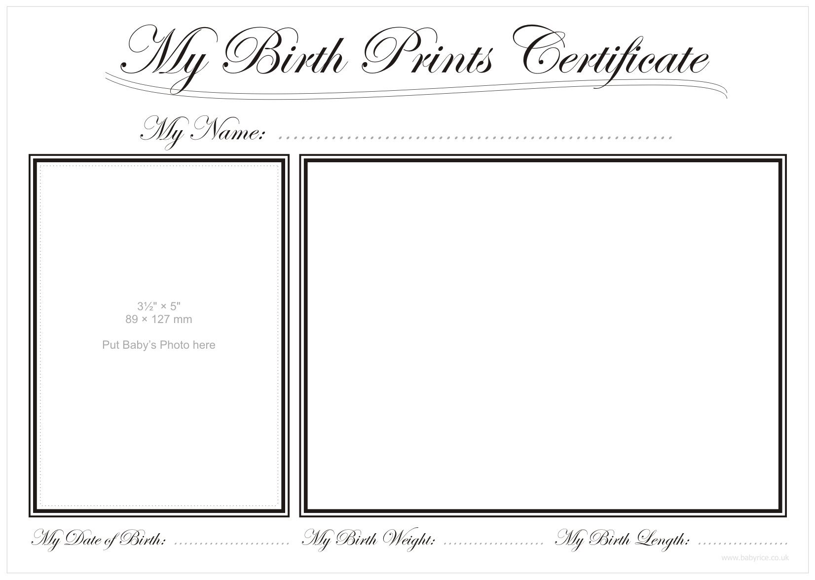 Blank Girl Birth Certificate
