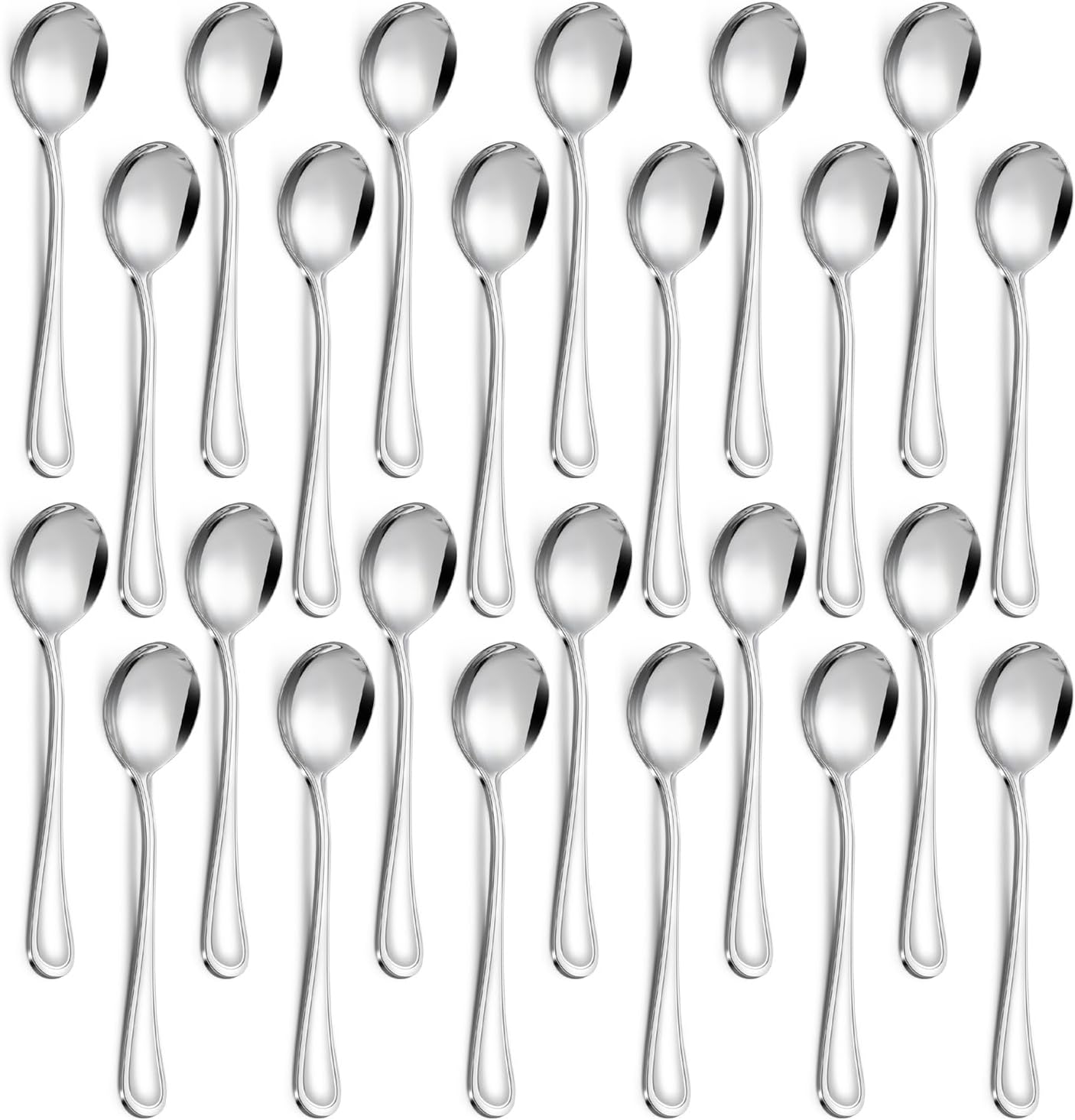 Amazon.com: Hiware 12-Piece Soup Spoons, Round Stainless Steel Bouillon ...