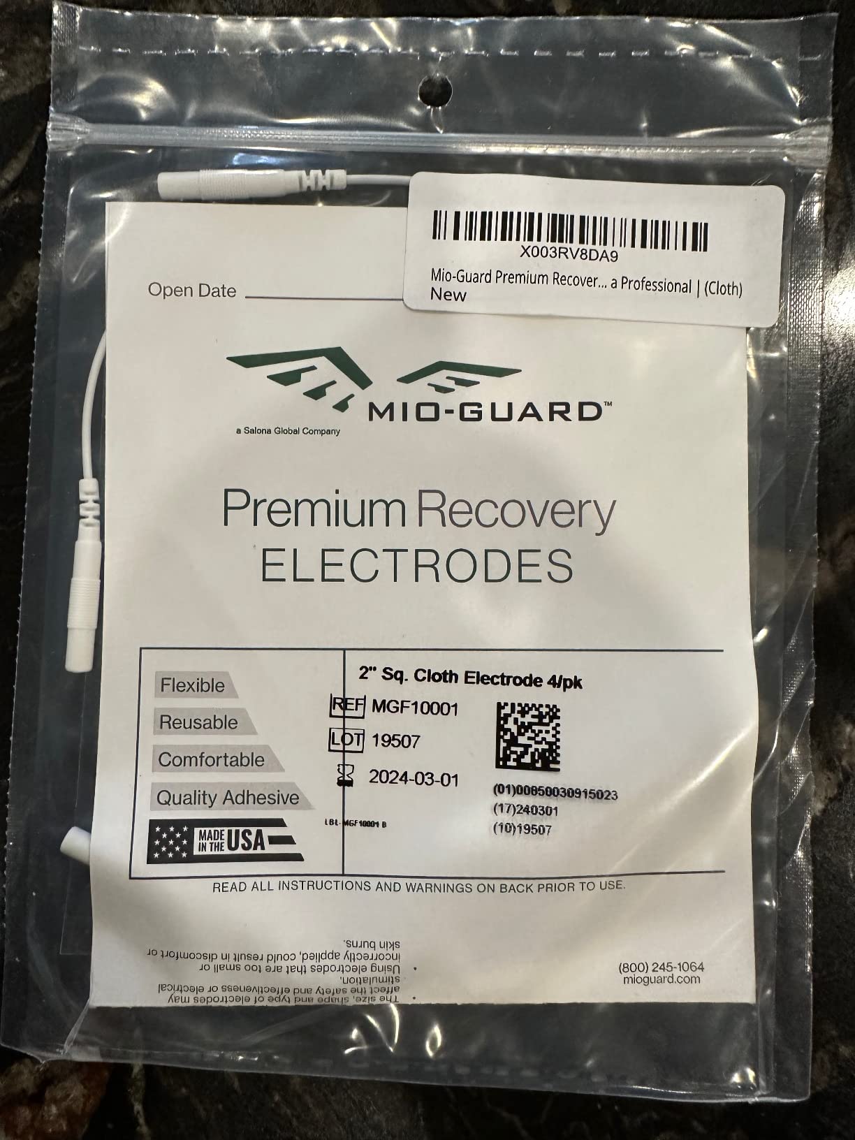 Amazon.com: Mio-Guard Premium Recovery Electrodes | 4-Pack | 2 x 2 ...