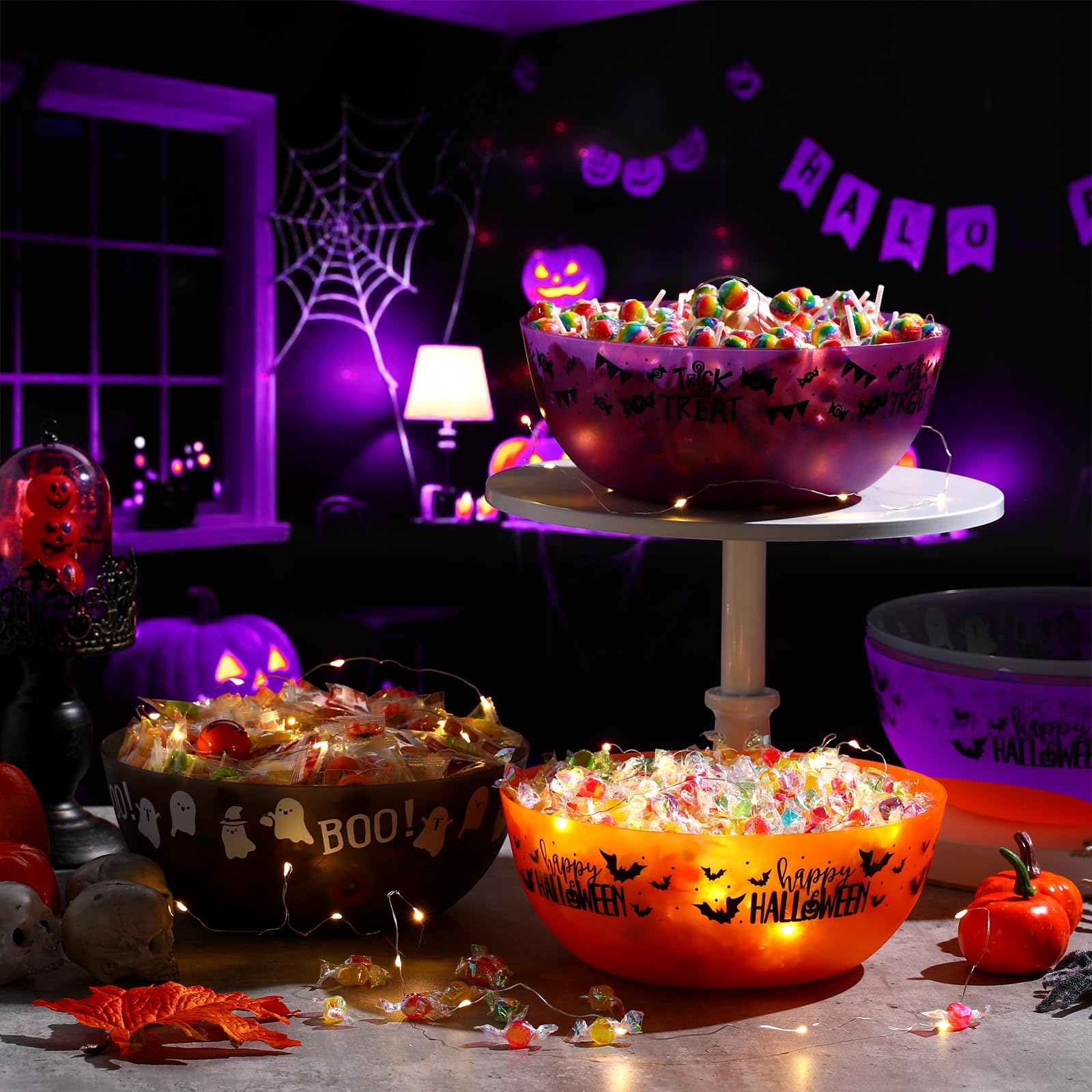 Snapklik.com : Tioncy 6 Pcs Halloween Candy Bowl And 6 Pcs Light 9.45 ...