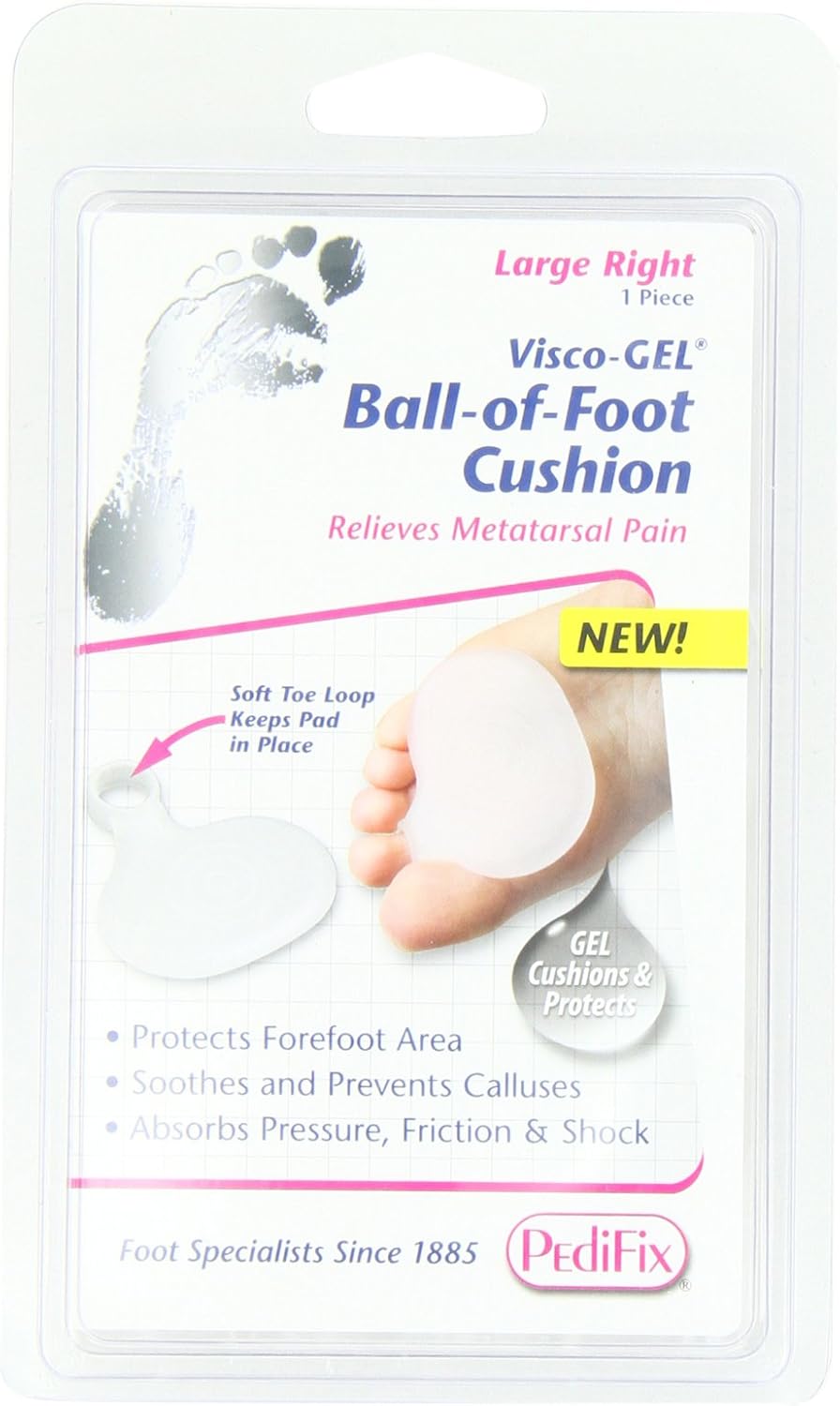Amazon.com: PediFix Visco-gel Metatarsal Pad with Toe Loop, Large Right ...