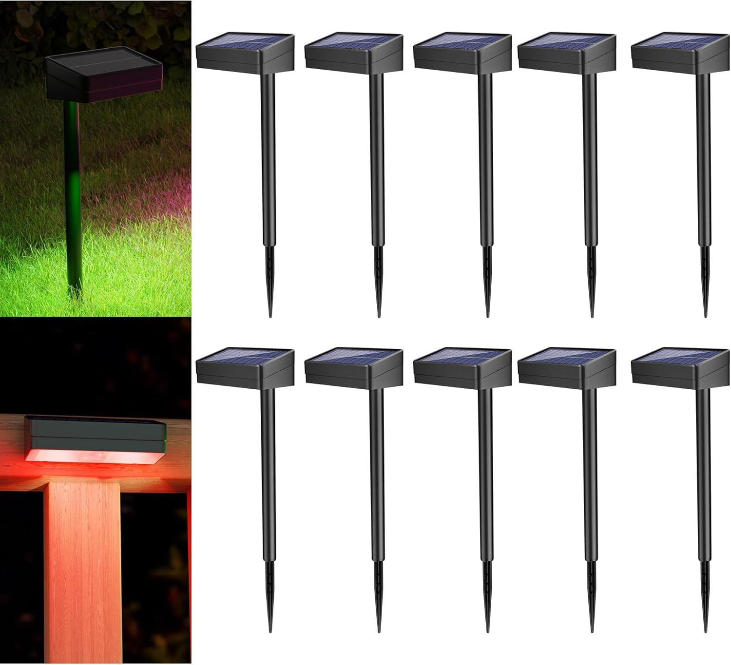 ASOMST Solar Pathway Lights Outdoor 10 Packs, Color Changing LED Path ...