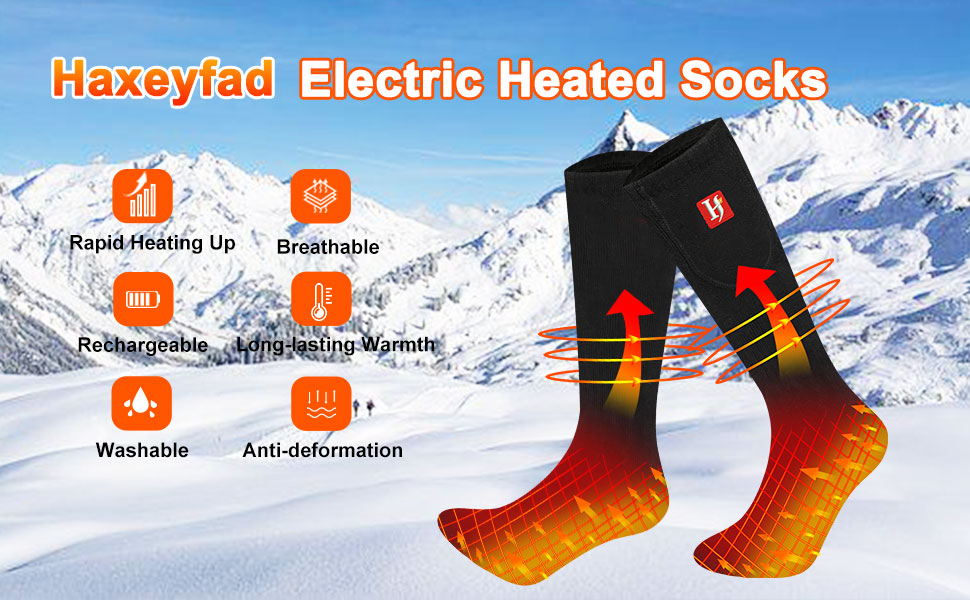Watch Heated Socks for Men Women Rechargeable 4000mAh 3 Level Heat on ...