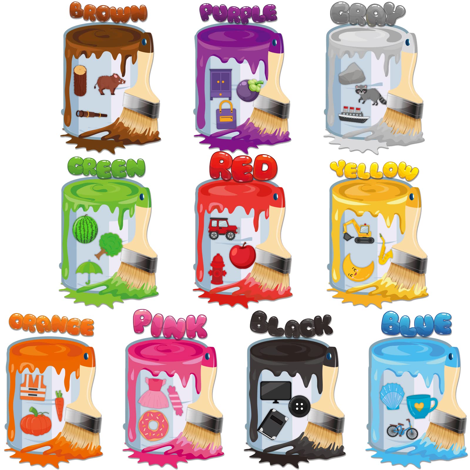 Buy 50 Pieces Color Re Sorting Set Color Cutouts Color Fruit Animal ...