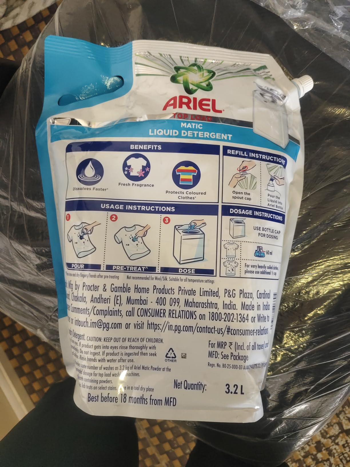 Ariel Liquid Detergent Top Load - 3.2L | Removes 7 day dried-in Stains ...