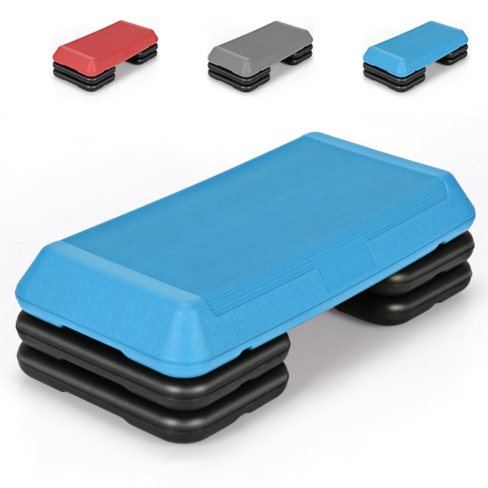 Gymax Aerobic Step Platform Adjustable Stepper With 4 Detachable Risers ...