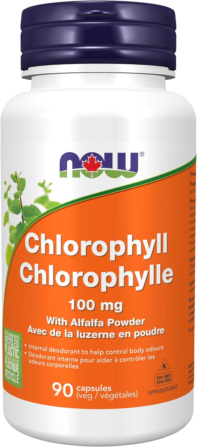 NOW Supplements, Chlorophyll 100 mg with Alfalfa Powder, Green ...