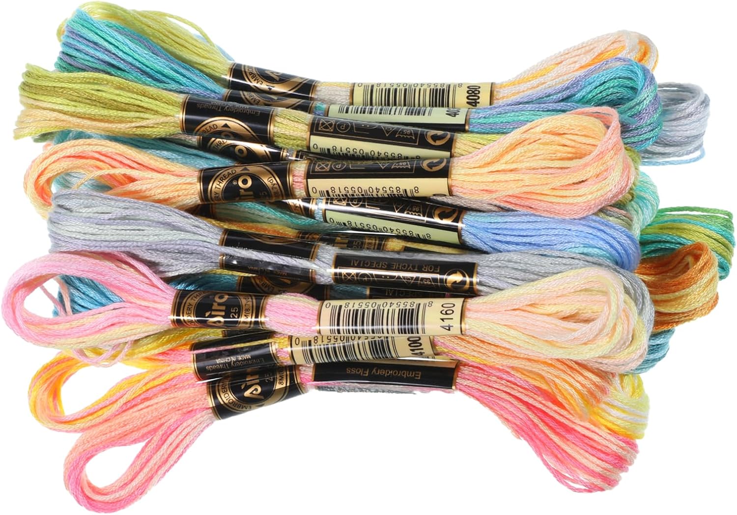 Amazon.com: 18 Strands Variegated Embroidery Thread, Rainbow Gradient ...