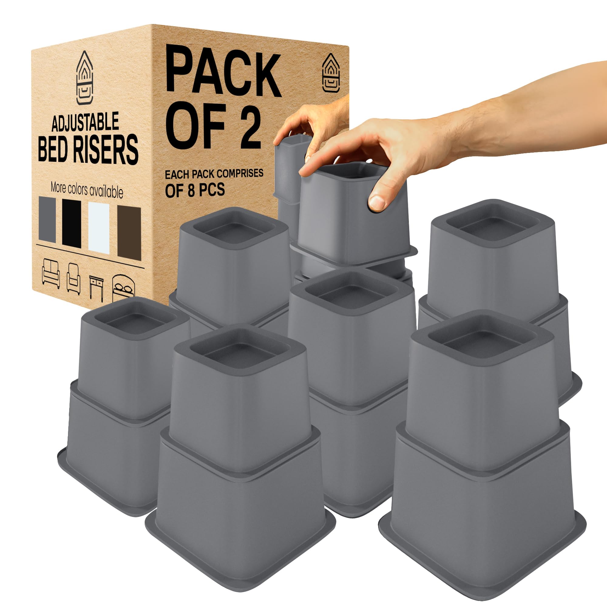Snapklik.com : Home Intuition Heavy Duty Adjustable Bed Risers ...