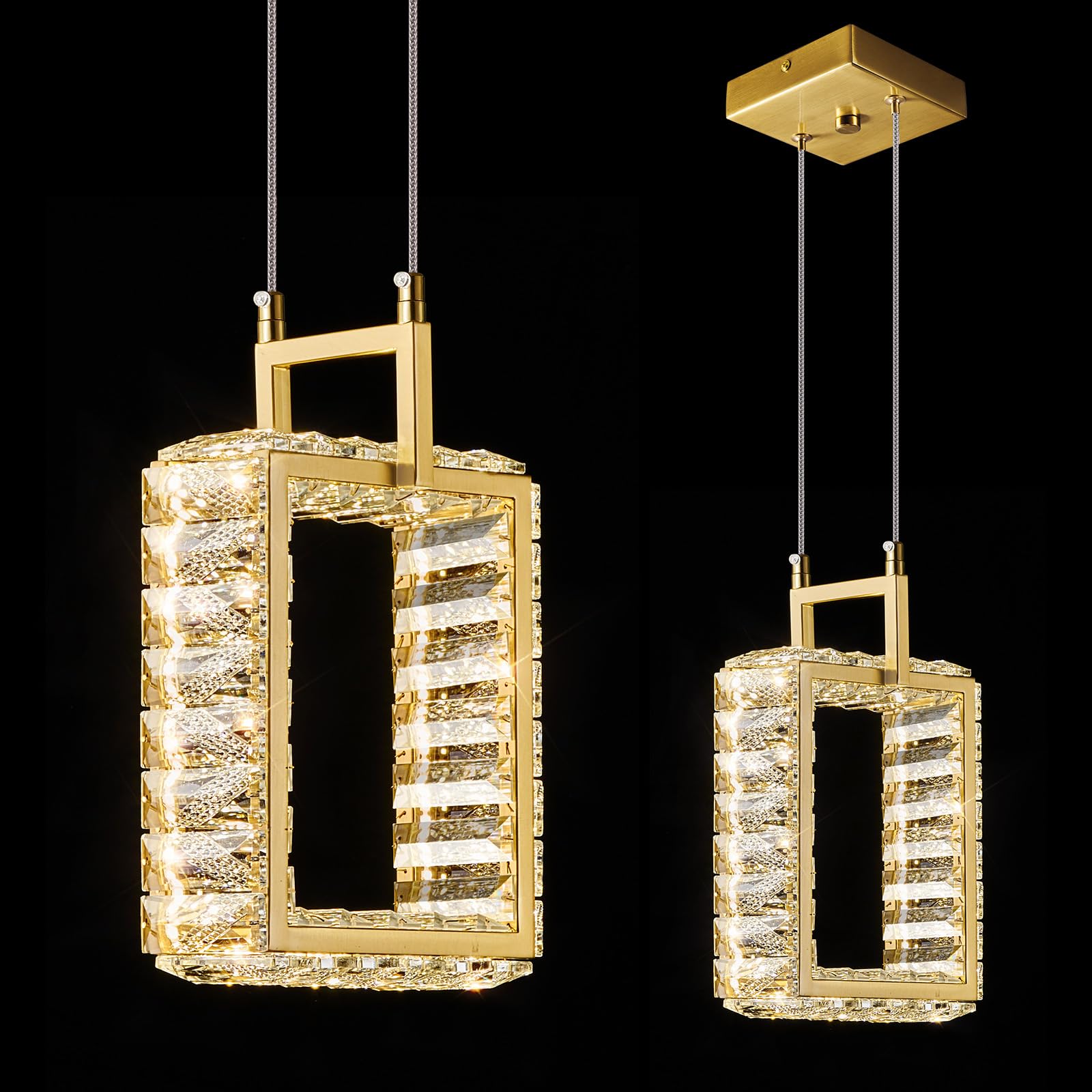 zhllmq Kitchen Island Mini Light Fixture Modern Led Crystal Pendant ...