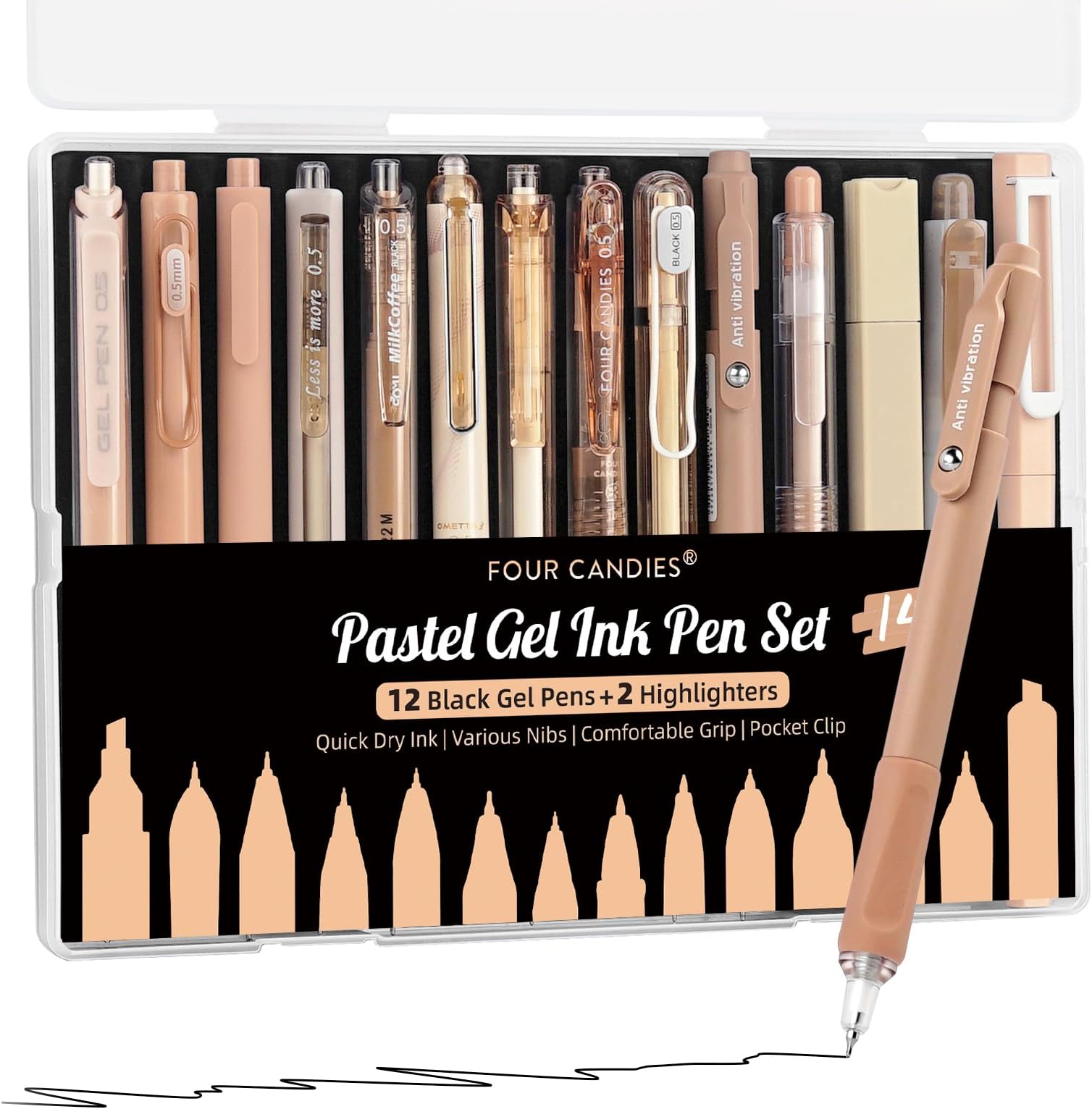 Amazon.com: Four Candies 14PCS Pens Set with Case, Pastel Pens ...