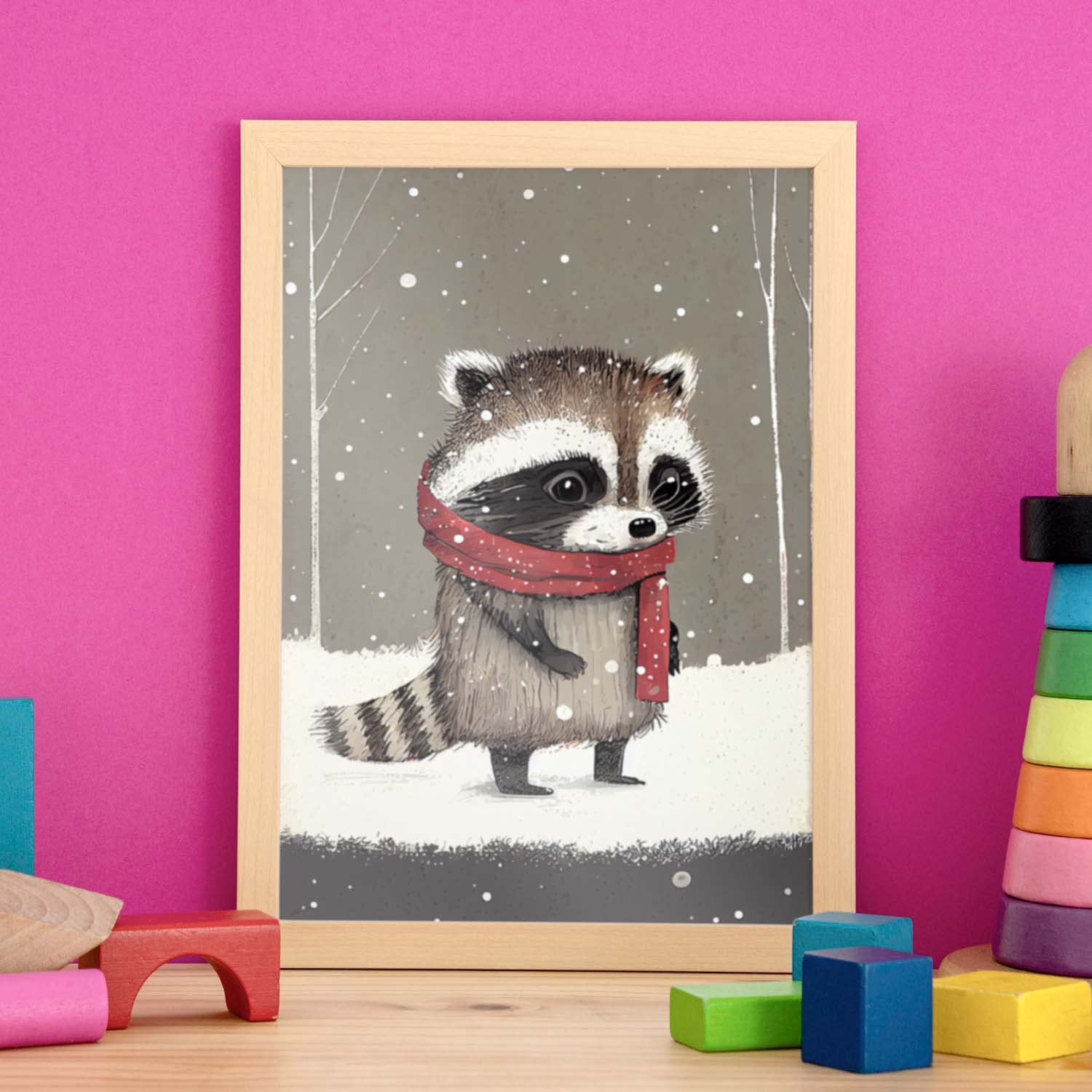 Raton Laveur Art Pour Enfants Tableau Sur Bois Sisi & Seb Bébé