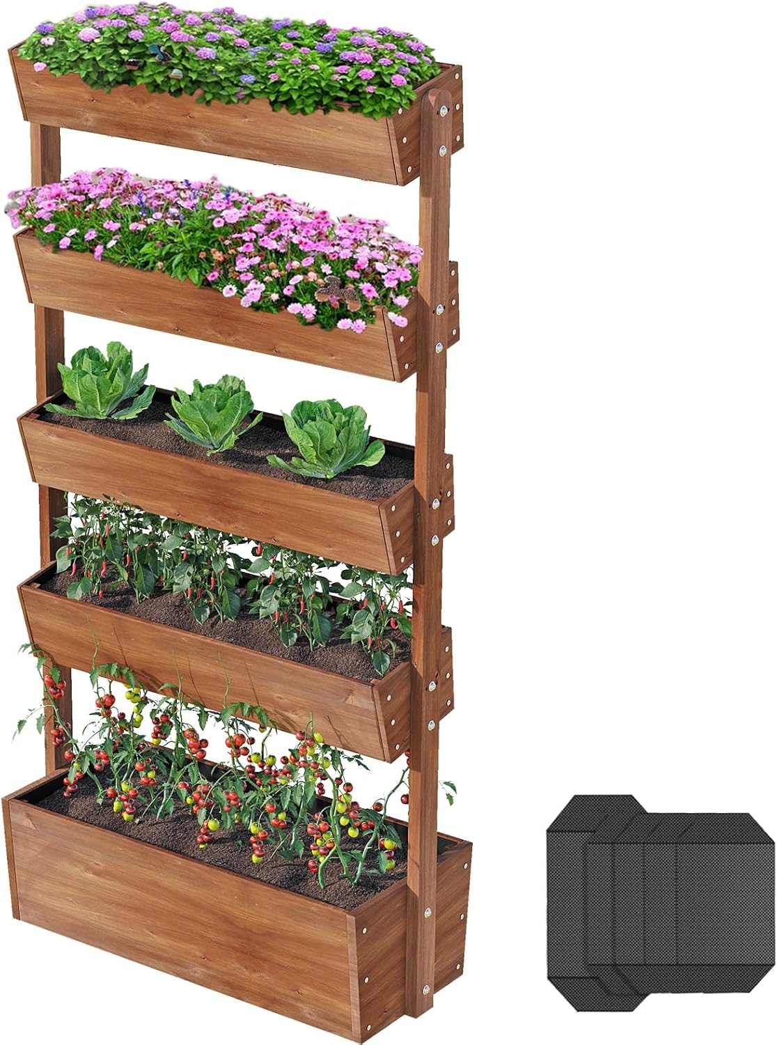 Amazon.com: Vertical Raised Garden Bed,5 Tier Wooden Garden Planters ...