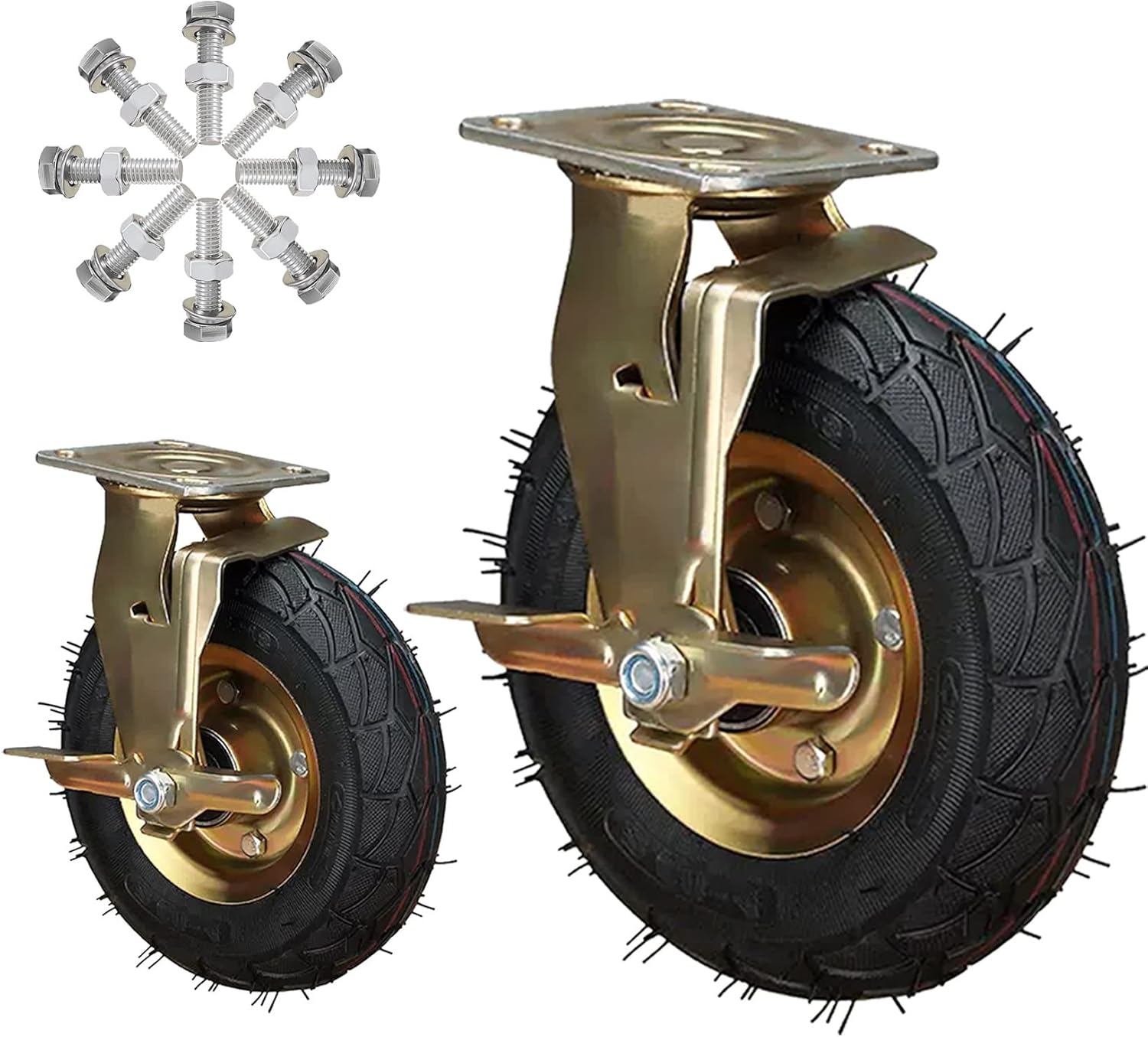 Amazon.com: ESOYAWE Casters 2 Pack 8 Inch 10 Inch Heavy Duty Rubber ...