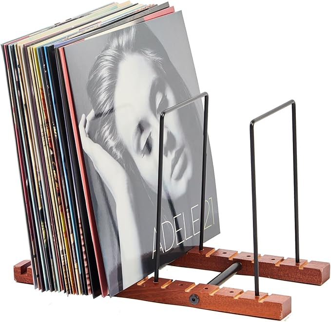 JETAINE Vinyl Record Storage, Display Up to 50 LP Albums DVDs CDs, Wood ...