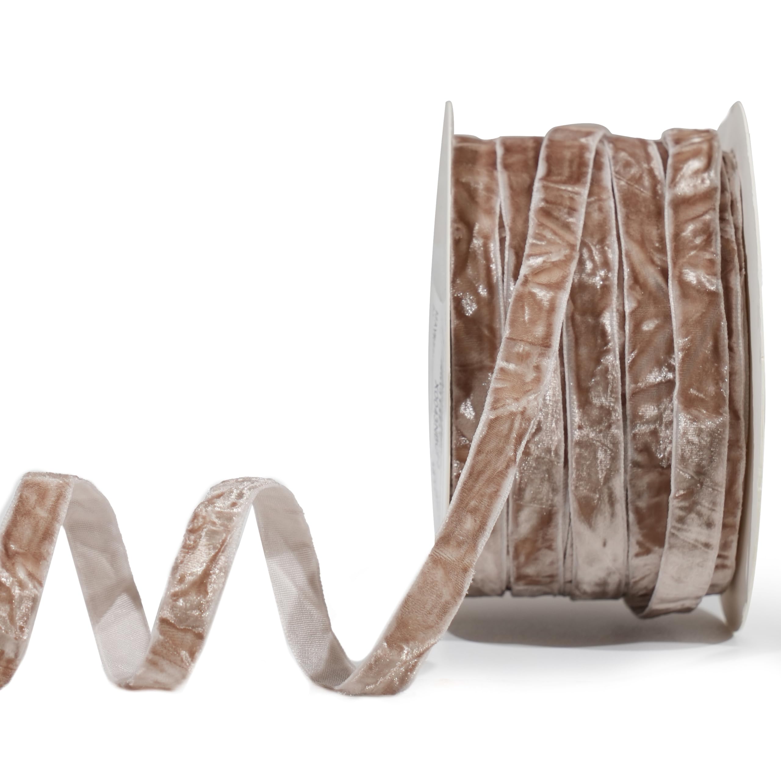 Amazon.com: MAYREEL 3/8 Inch Taupe Crushed Velvet Ribbon Thin Beige ...