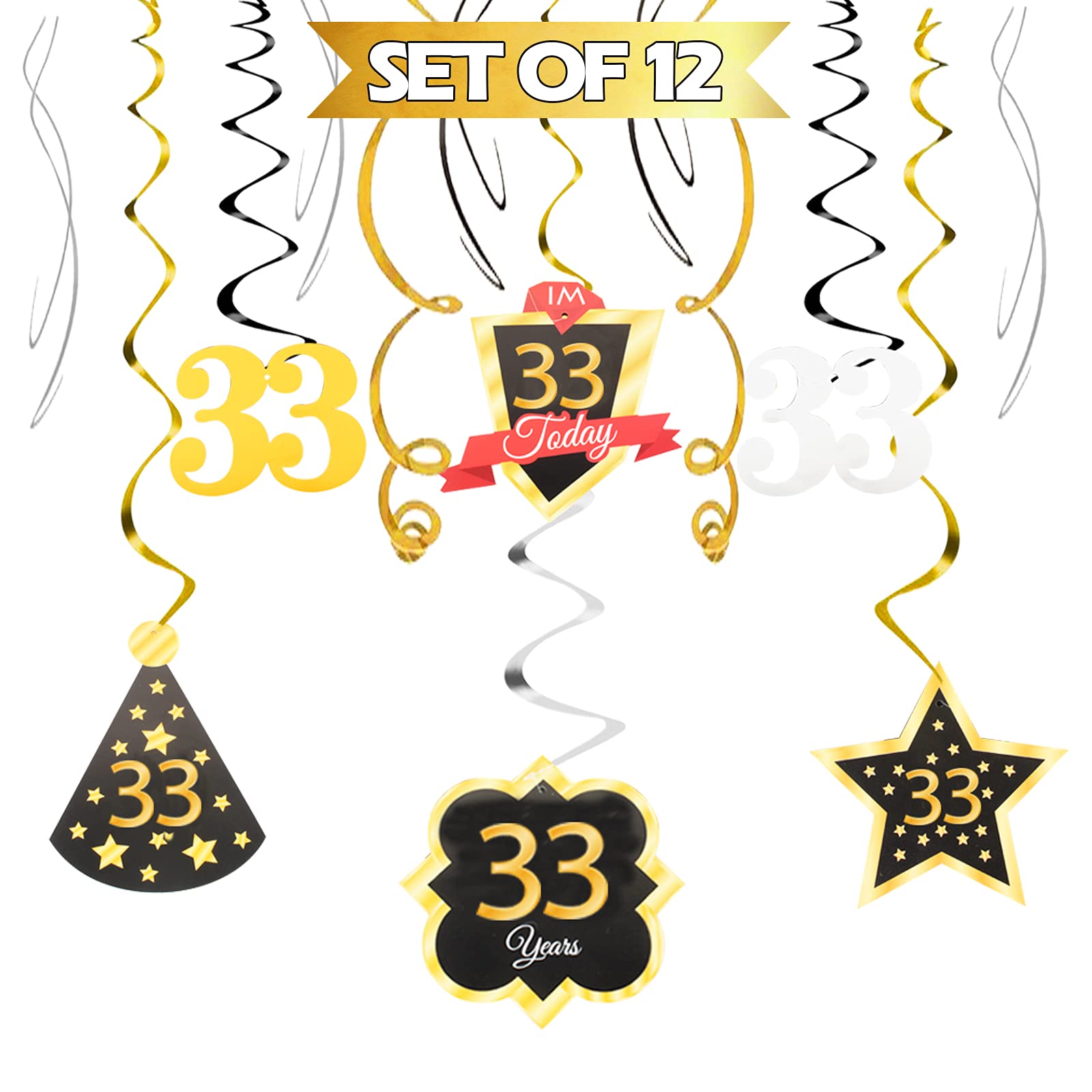 Amazon.com: LINGTEER Happy 33rd Birthday Decorations,33rd Birthday ...