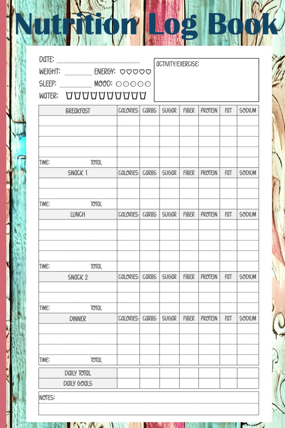 Nutrition Calorie Intake Tracker Log Book: Calorie Counting Food Diet ...