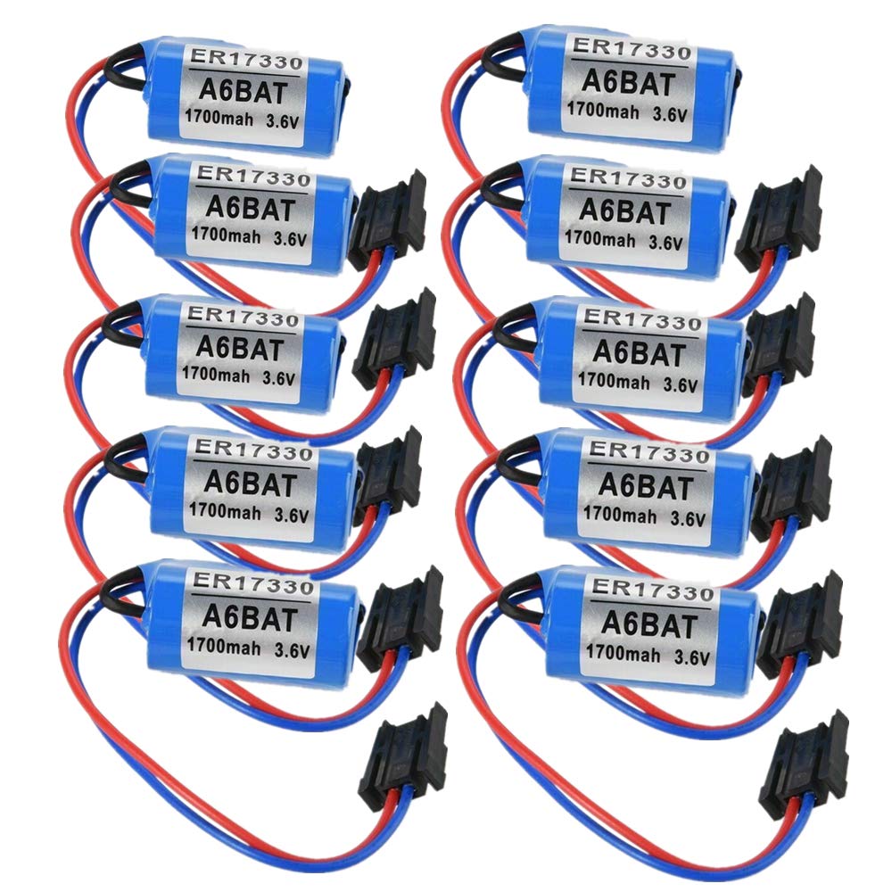 A6BAT PLC Lithium Battery 2/3A 3.6V 1700mAh with Plug US For Mitsubishi Servo A6BAT ER17330V ...