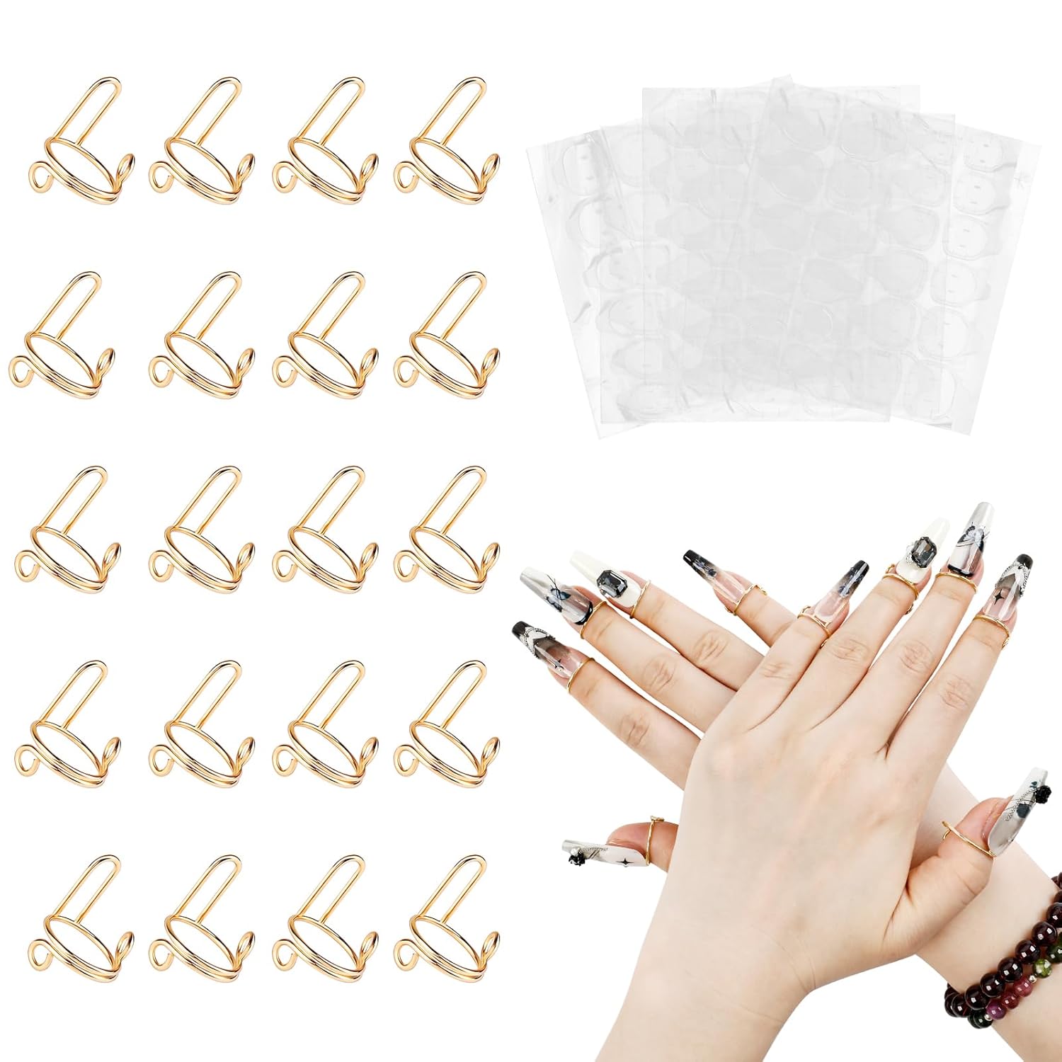 Amazon.com: 20Pcs Wudu Nail Rings, Size Adjustable Nail Rings with ...