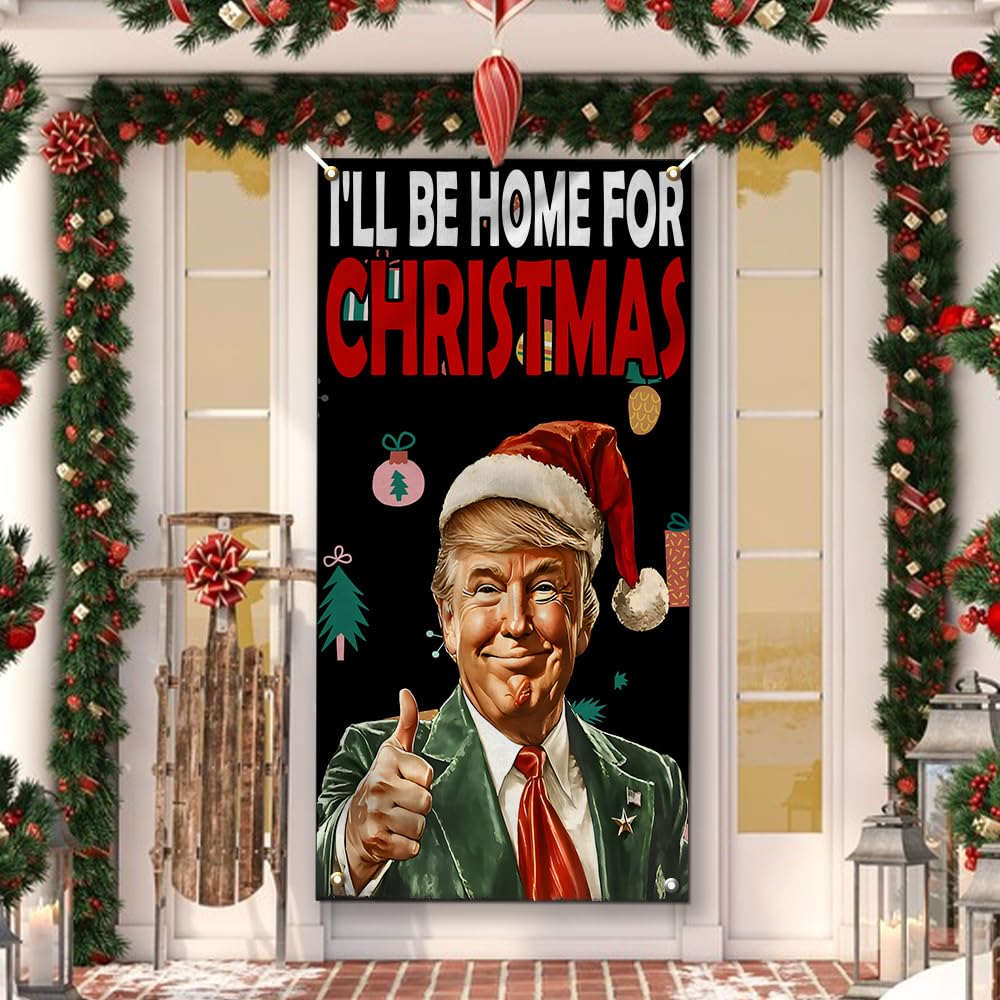Amazon.com : Christmas Decorations Trump Door Cover Merry Christmas ...