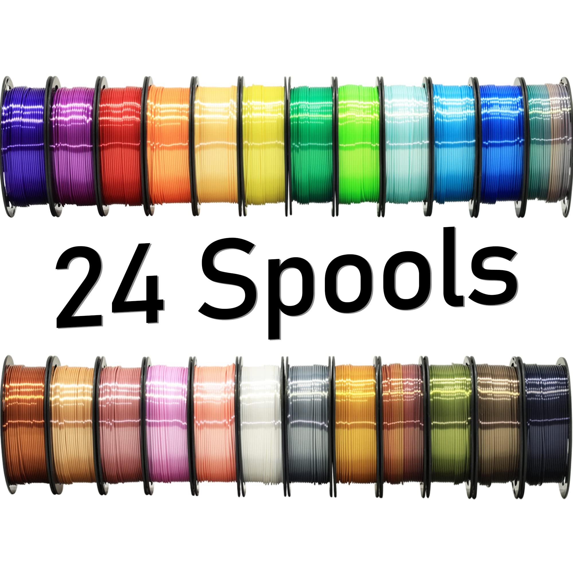 24 Colors 1.75 millimeter Silk Shiny PLA Filament Bundle Pack, It ...