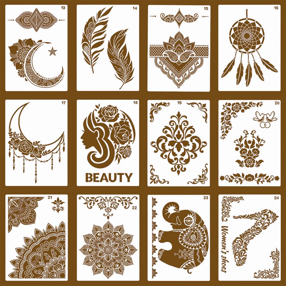 Amazon.com : KyeeaDIY Stencils for Painting on Wood, 12Pcs Flower ...