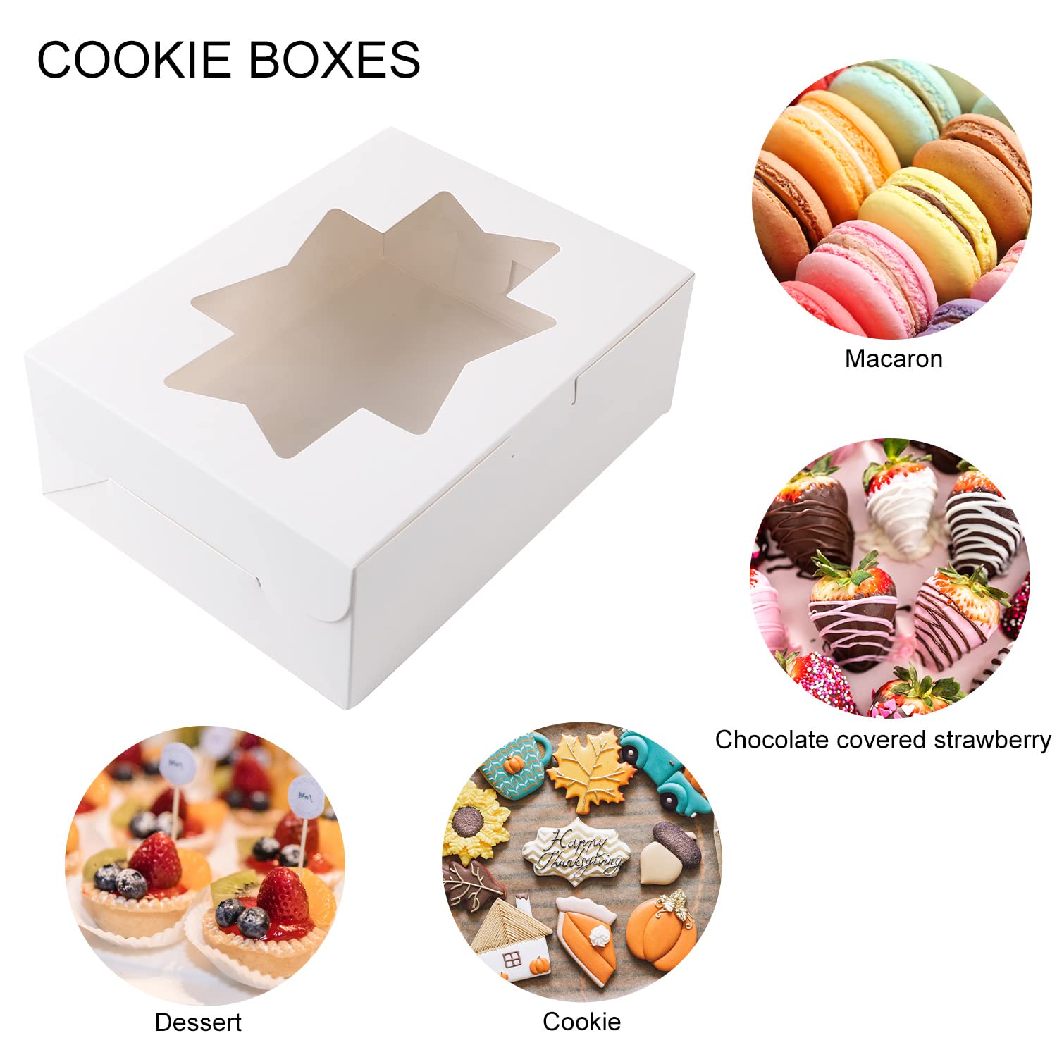 Snapklik.com : Moretoes 8x6x25 Inches Cookie Treat Boxes White Bakery Boxes