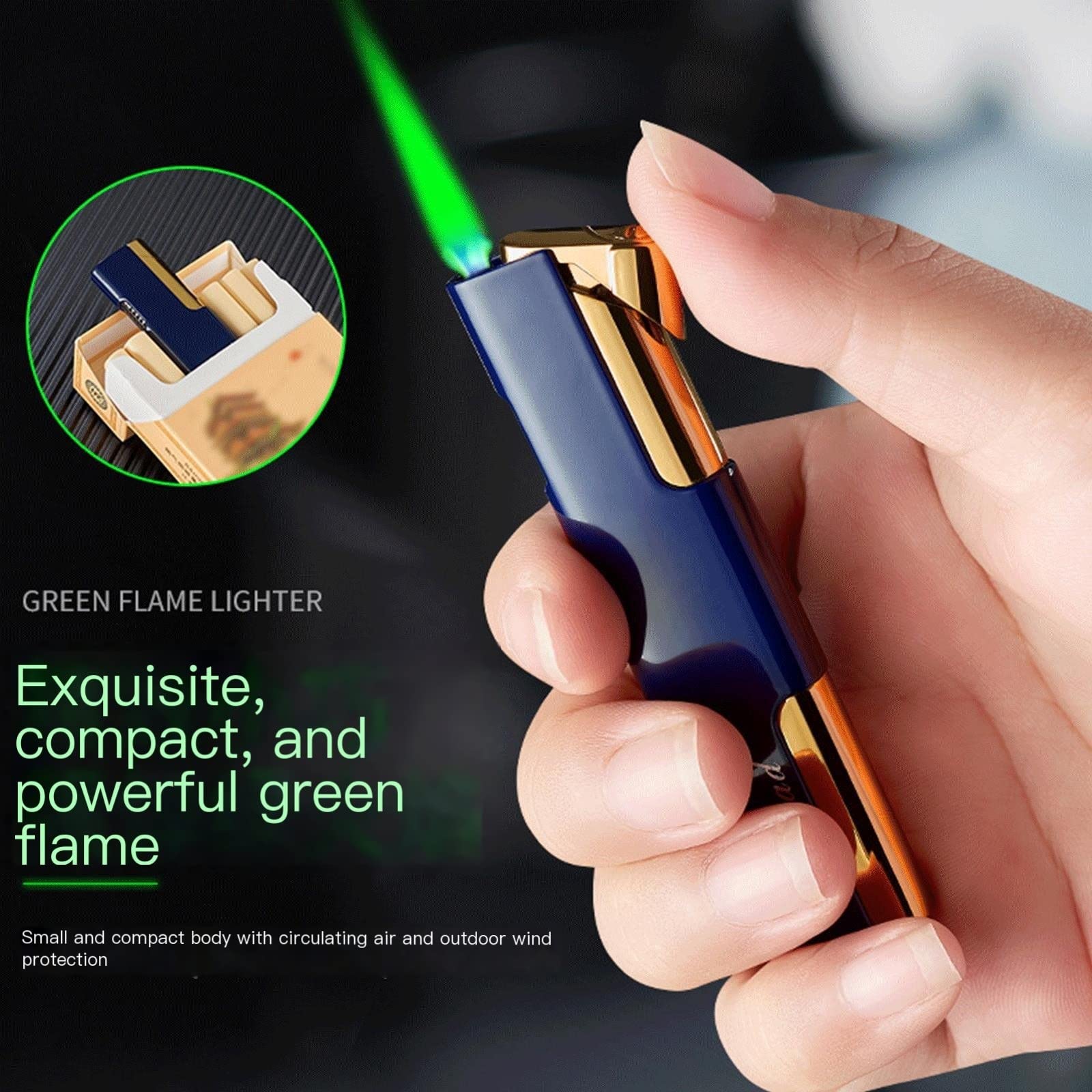 Green Flame Butane Lighters Jet Torch Butane Lighter, Bright Fire