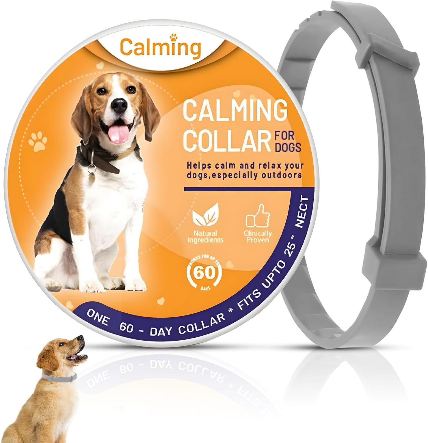 Dog Calming Collar, 25 Inches, Flexible, Waterproof, Pheromone-Based ...