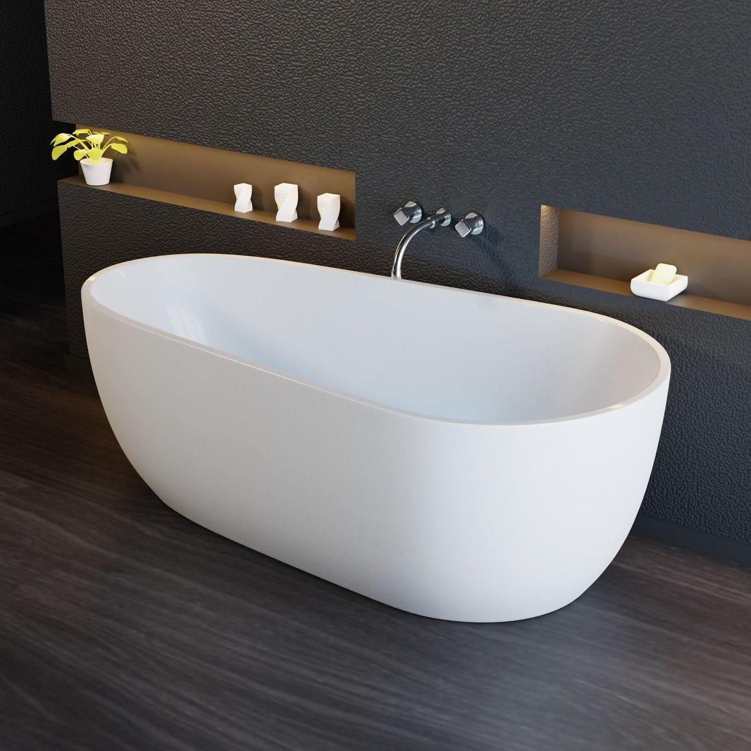 doporro Freistehende Design-Badewanne Vicenza602 180x80x63cm komplett ...