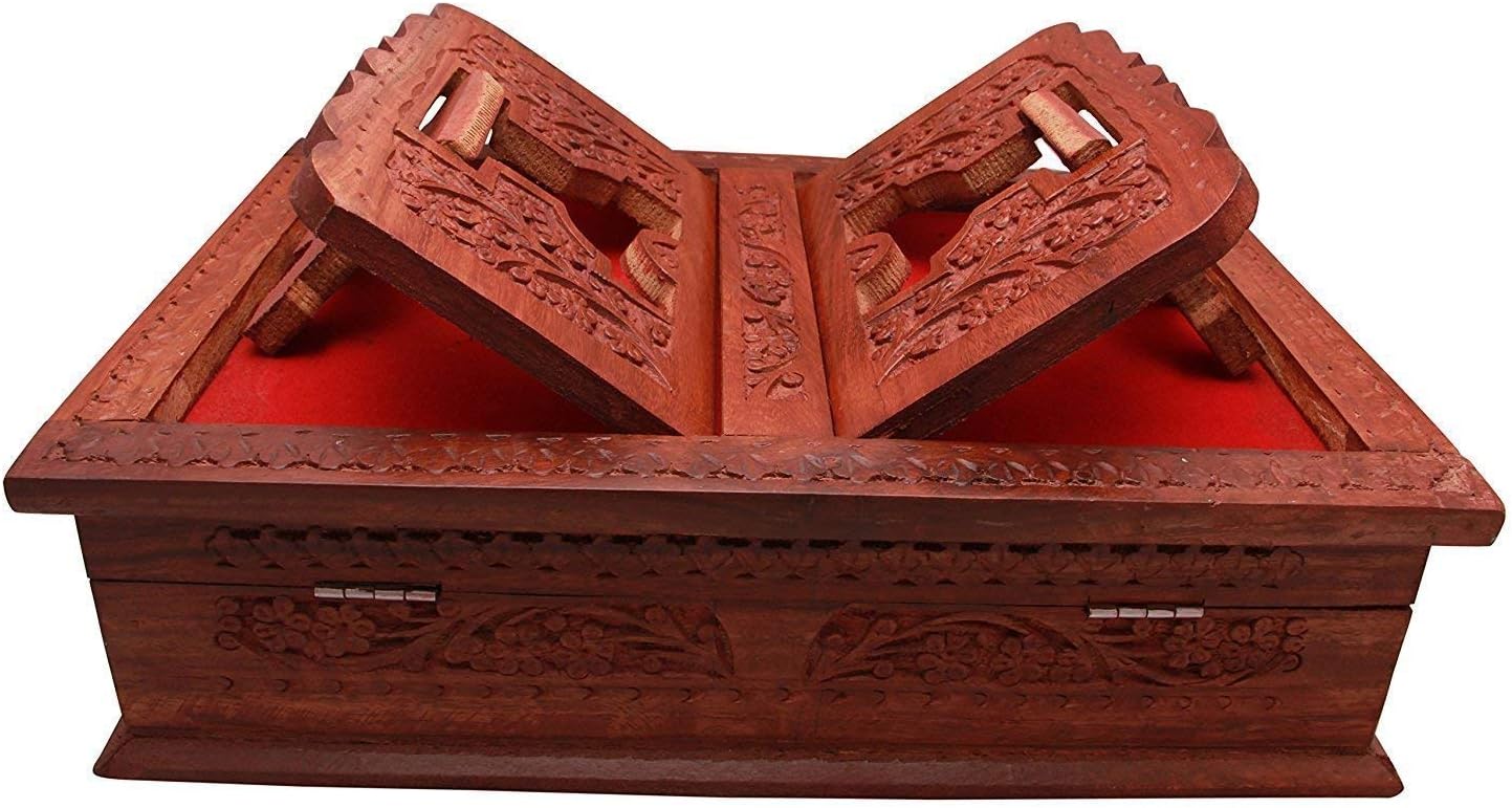 Wooden Palm Handcrafted Wooden Holy Book Reading Stand for Geeta/Quran ...