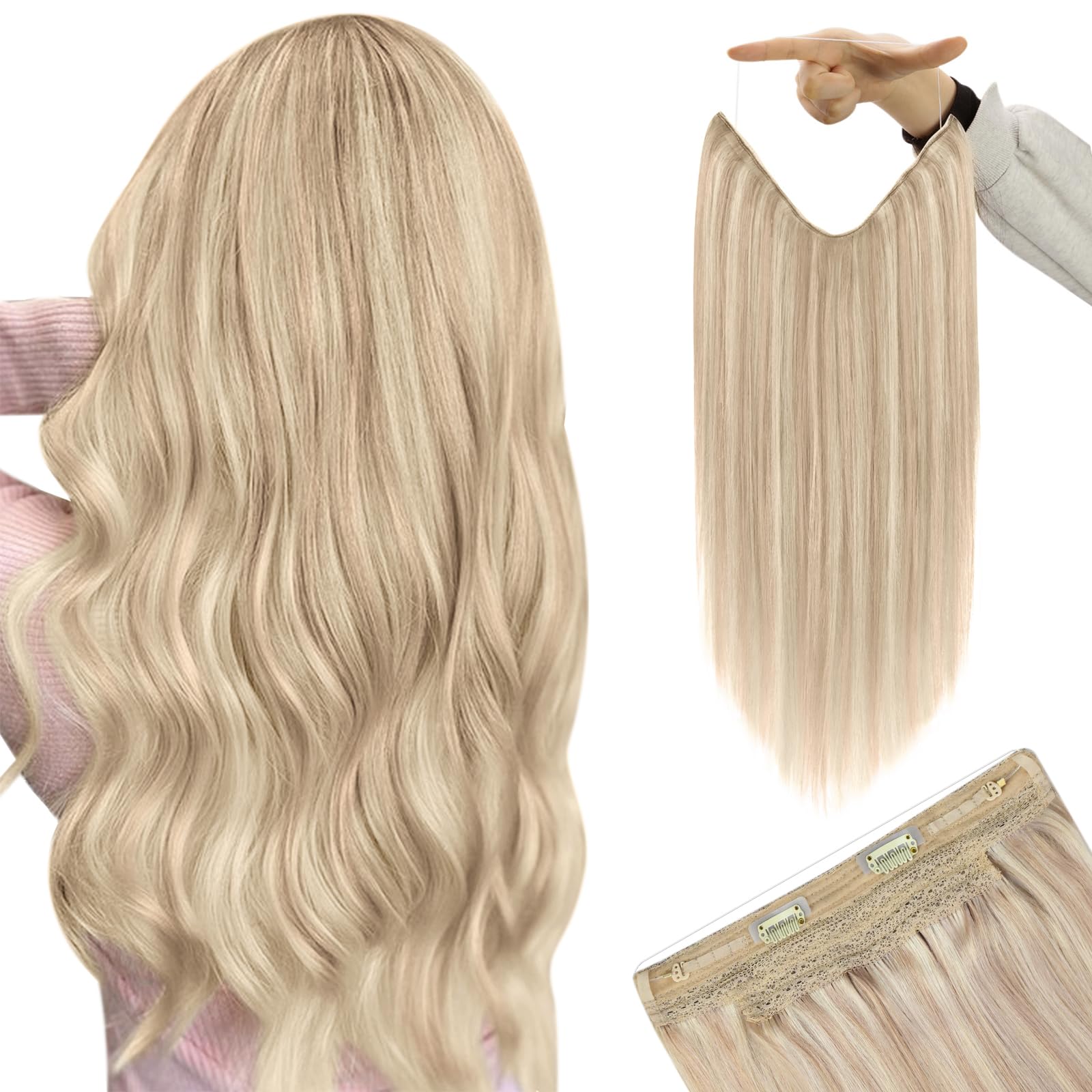 Amazon.com : YoungSee Wire Hair Extensions Highlight Wire Human Hair ...
