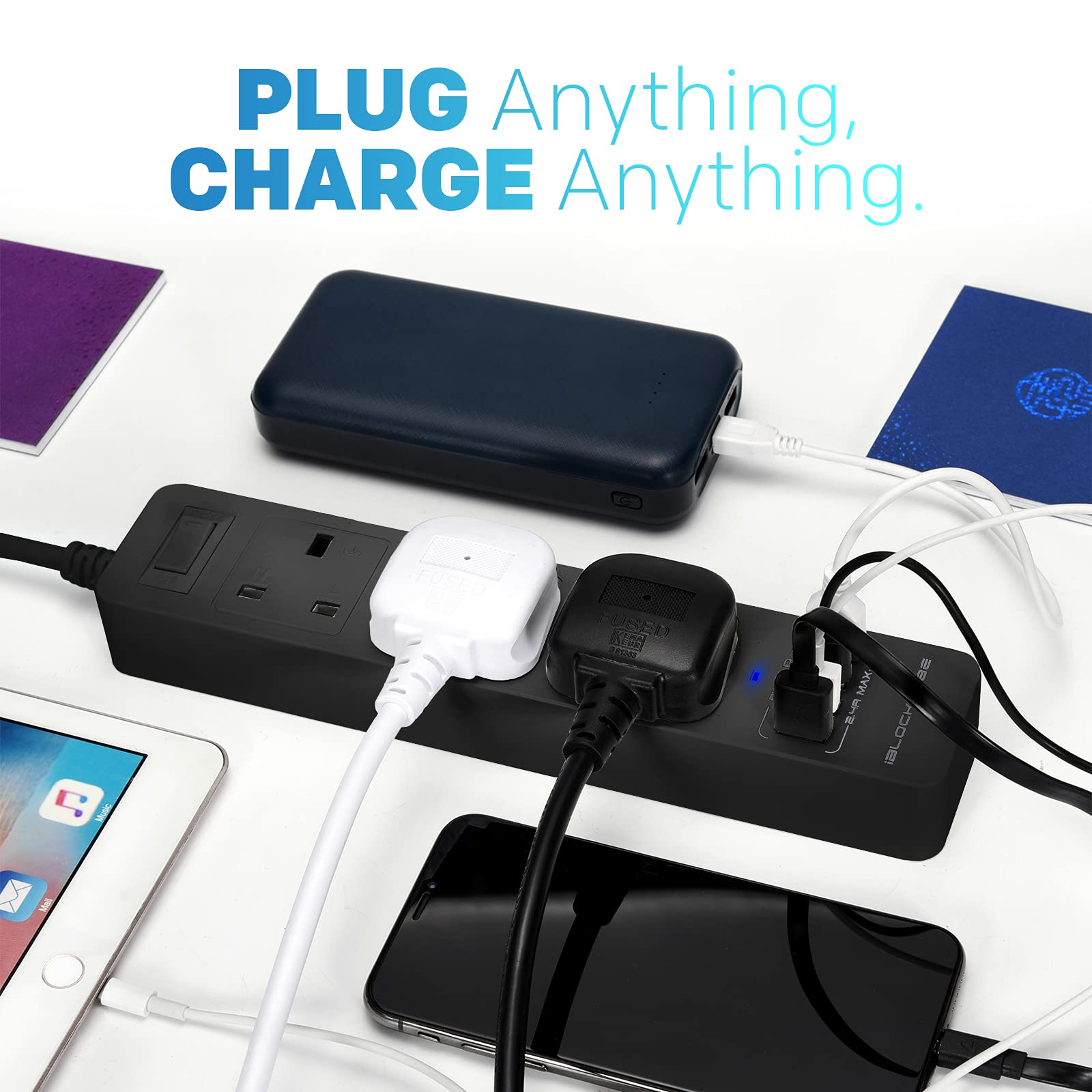 Buy iBlockCube® 5M Extension Lead Surge Protected Power Strip Outlet w ...