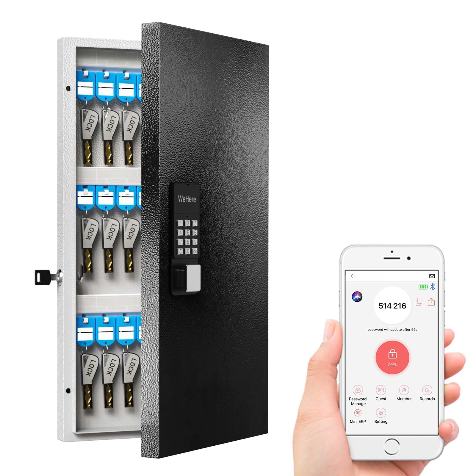 Snapklik.com : 48 Key Cabinet Organizer, Key Lock Box Wall Mount Use ...