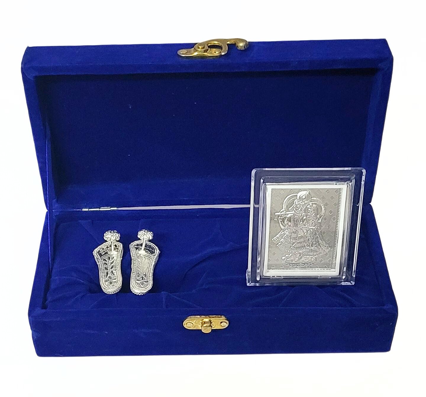 JEWELFUEL 999 Silver Radha Krishna Frame and Silver Plated charan ...