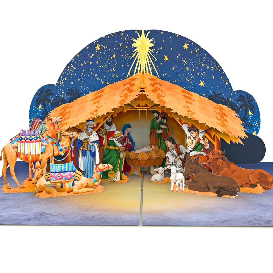 Amazon.com : PIECE GIFT Religious Christmas Card, Pop Up Nativity ...