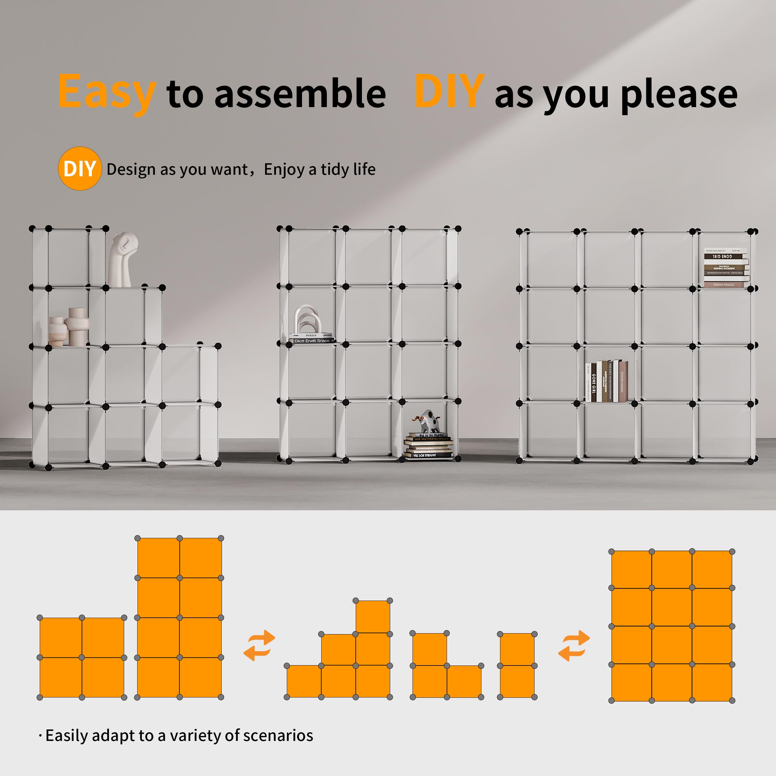 Snapklik.com : Plastic Cube Storage, 9 Cube Closet Storage Cubes, DIY ...