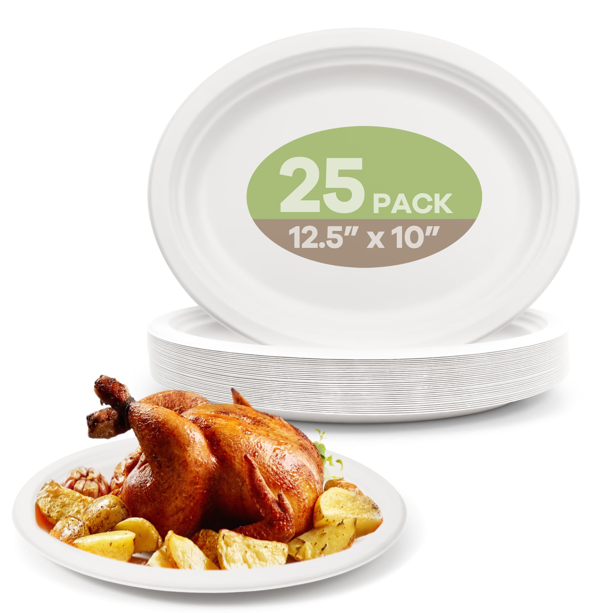 Eco-friendly Plates 100% Compostable Oval Paper Plates - 12.5 Inch ...