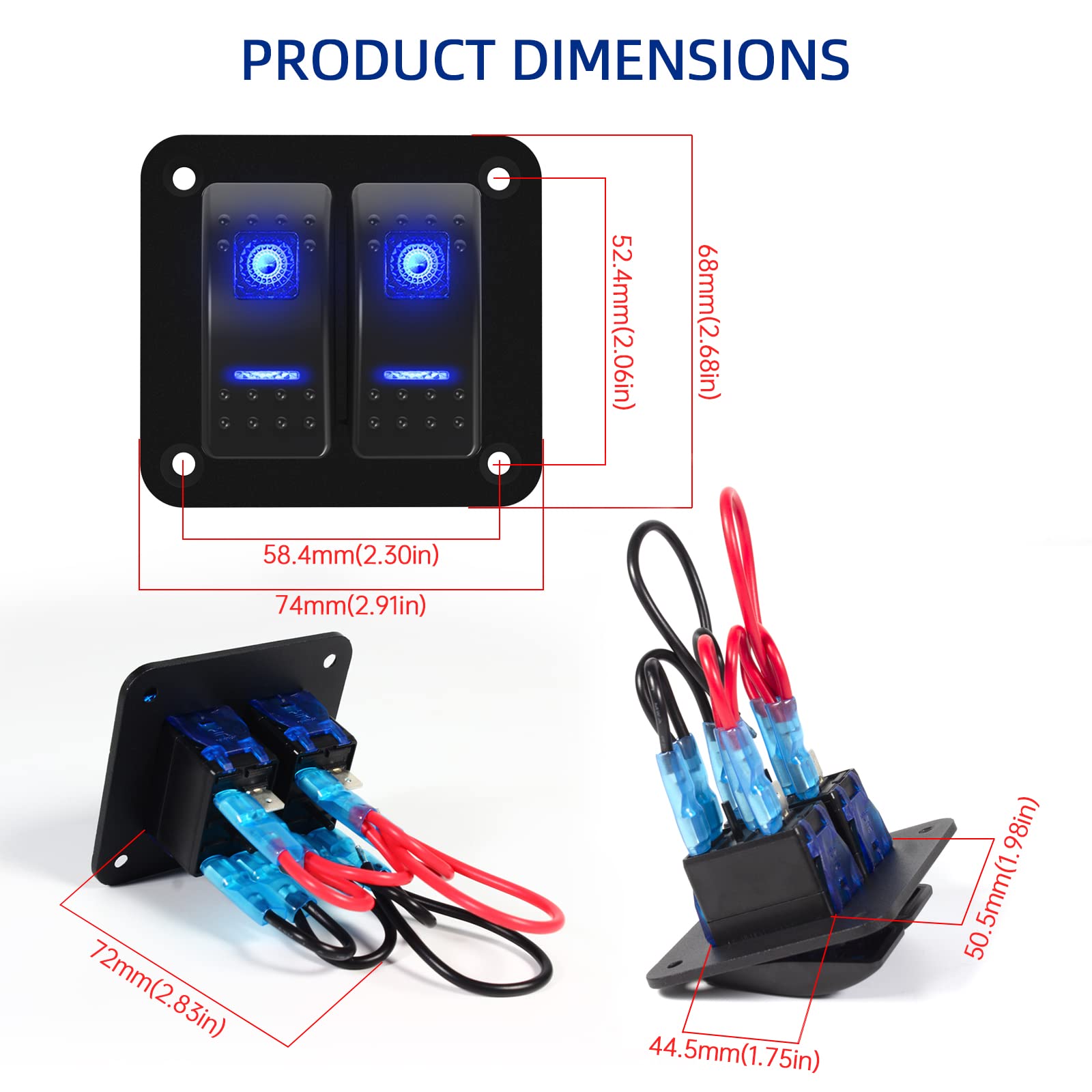 Snapklik.com : Switch Panel 2 Gang Aluminum Toggle Switch, Waterproof ...